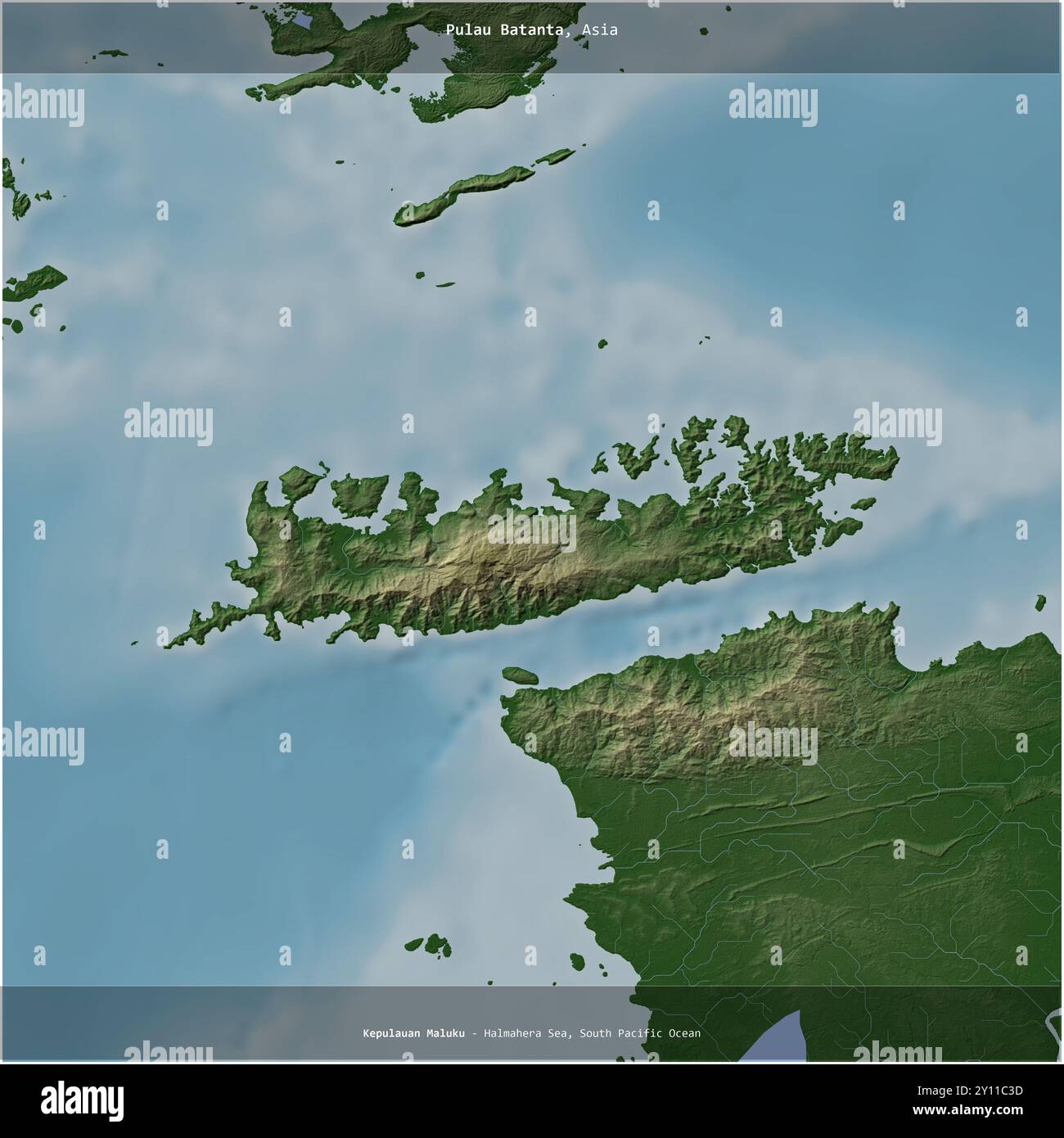Pulau Batanta in the Halmahera Sea, belonging to Indonesia, cropped to ...
