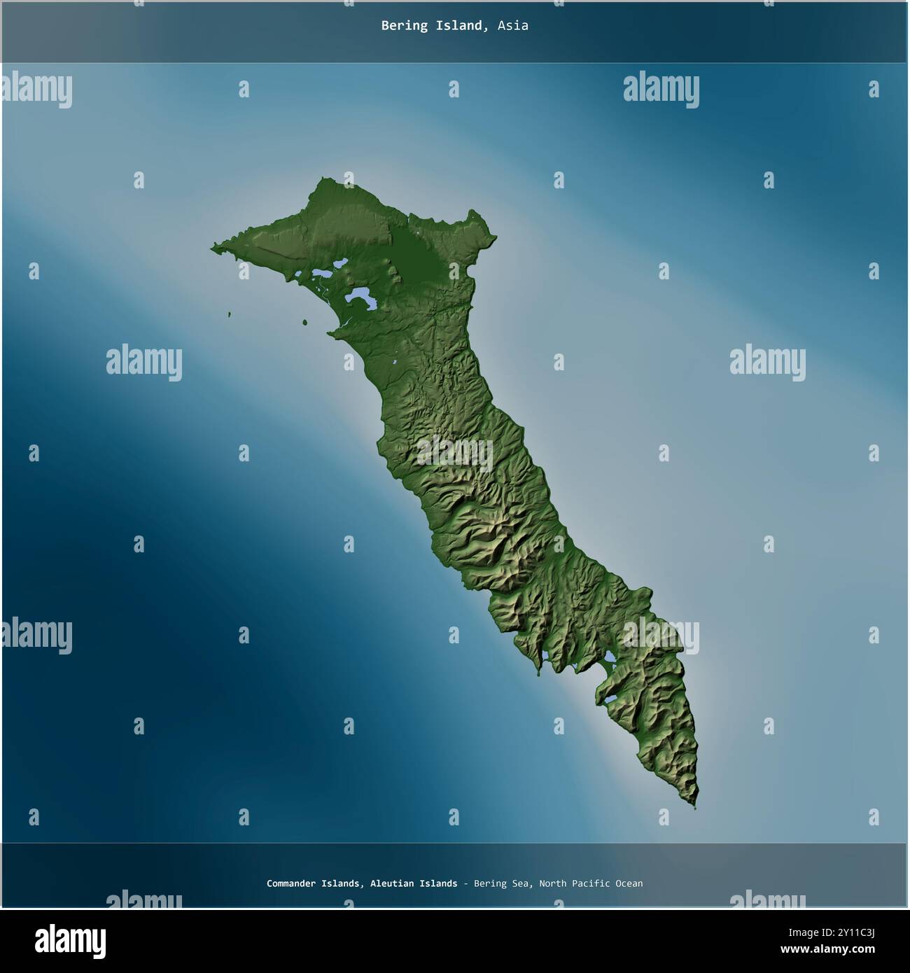 Bering Island in the Bering Sea, belonging to Russia, cropped to square ...