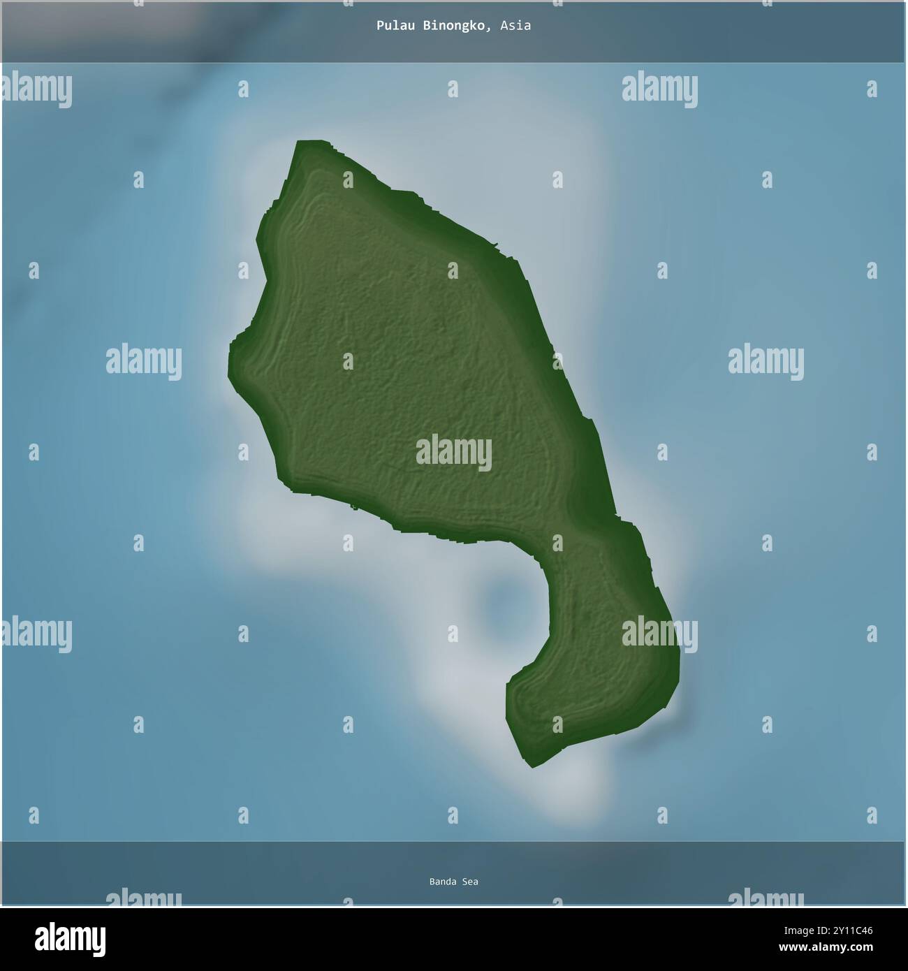 Pulau Binongko in the Banda Sea, belonging to Indonesia, cropped to ...