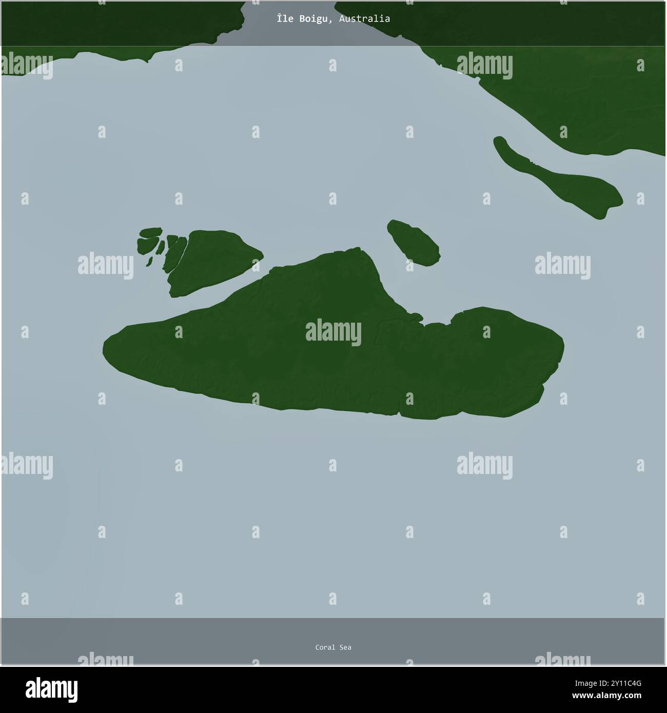 Ile Boigu in the Coral Sea, belonging to Australia, cropped to square ...