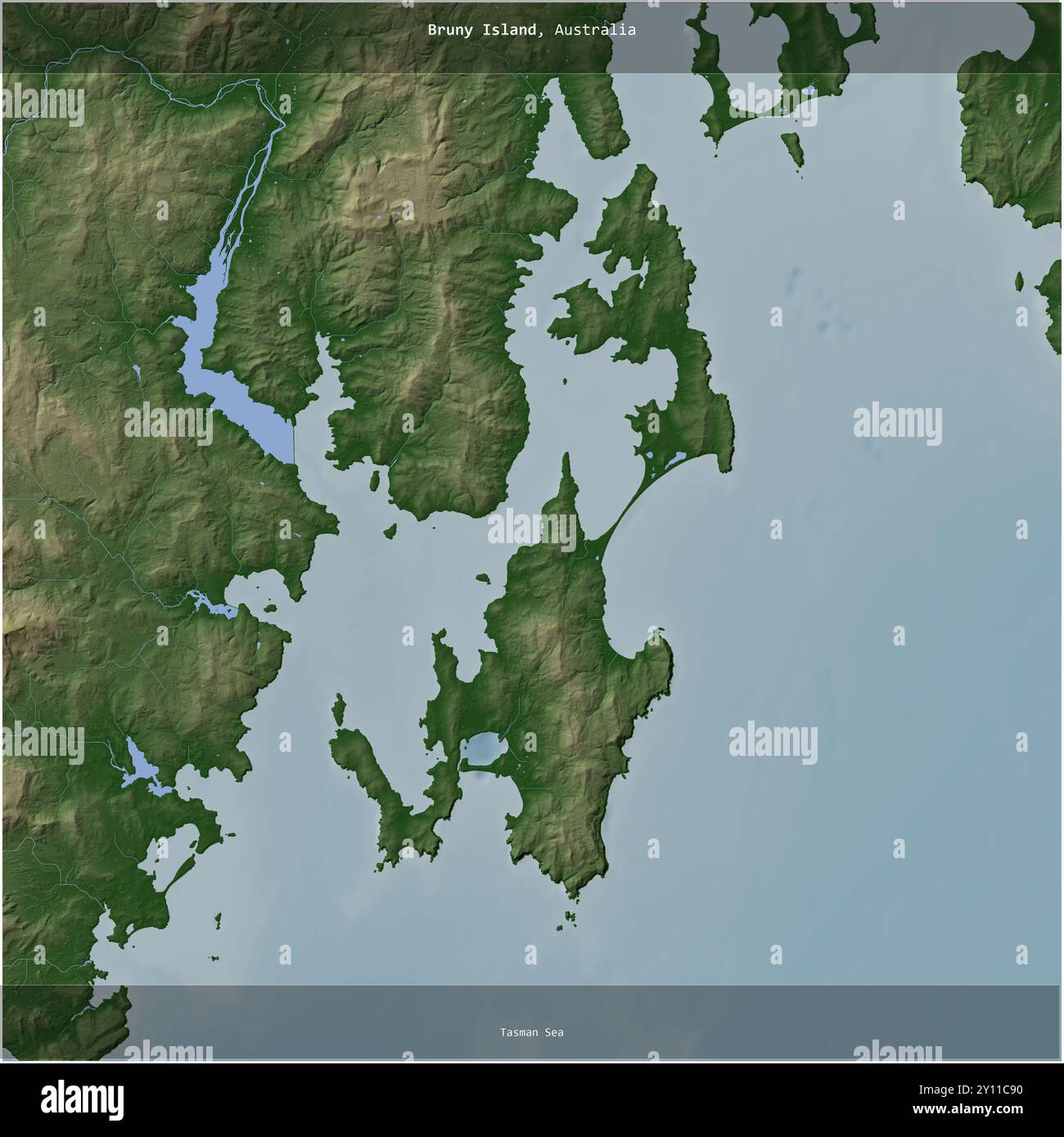 Bruny Island in the Tasman Sea, belonging to Australia, cropped to ...