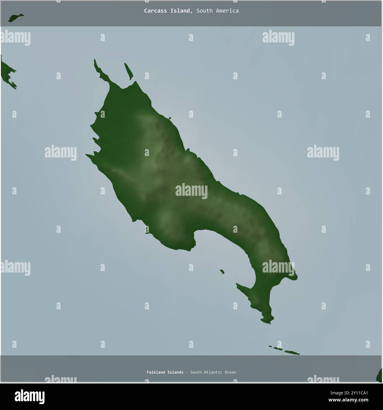 Carcass Island in the South Atlantic Ocean, belonging to Falkland Islands, cropped to square on ...
