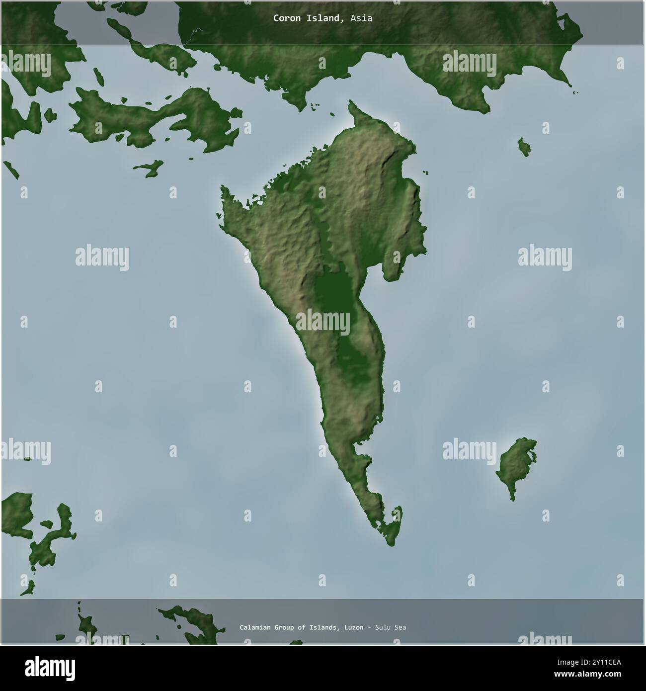 Coron Island in the Sulu Sea, belonging to Philippines, cropped to ...