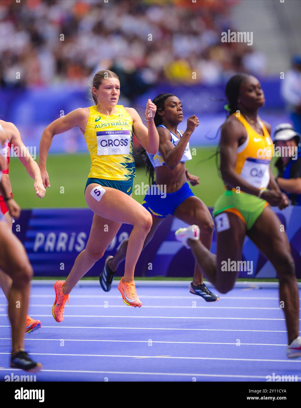 Mia Gross participating in the 100 meters at the Paris 2024 Olympic Games Stock Photo - Alamy
