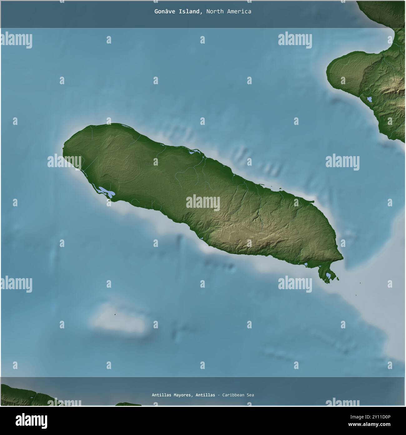 Gonave Island in the Caribbean Sea, belonging to Haiti, cropped to ...