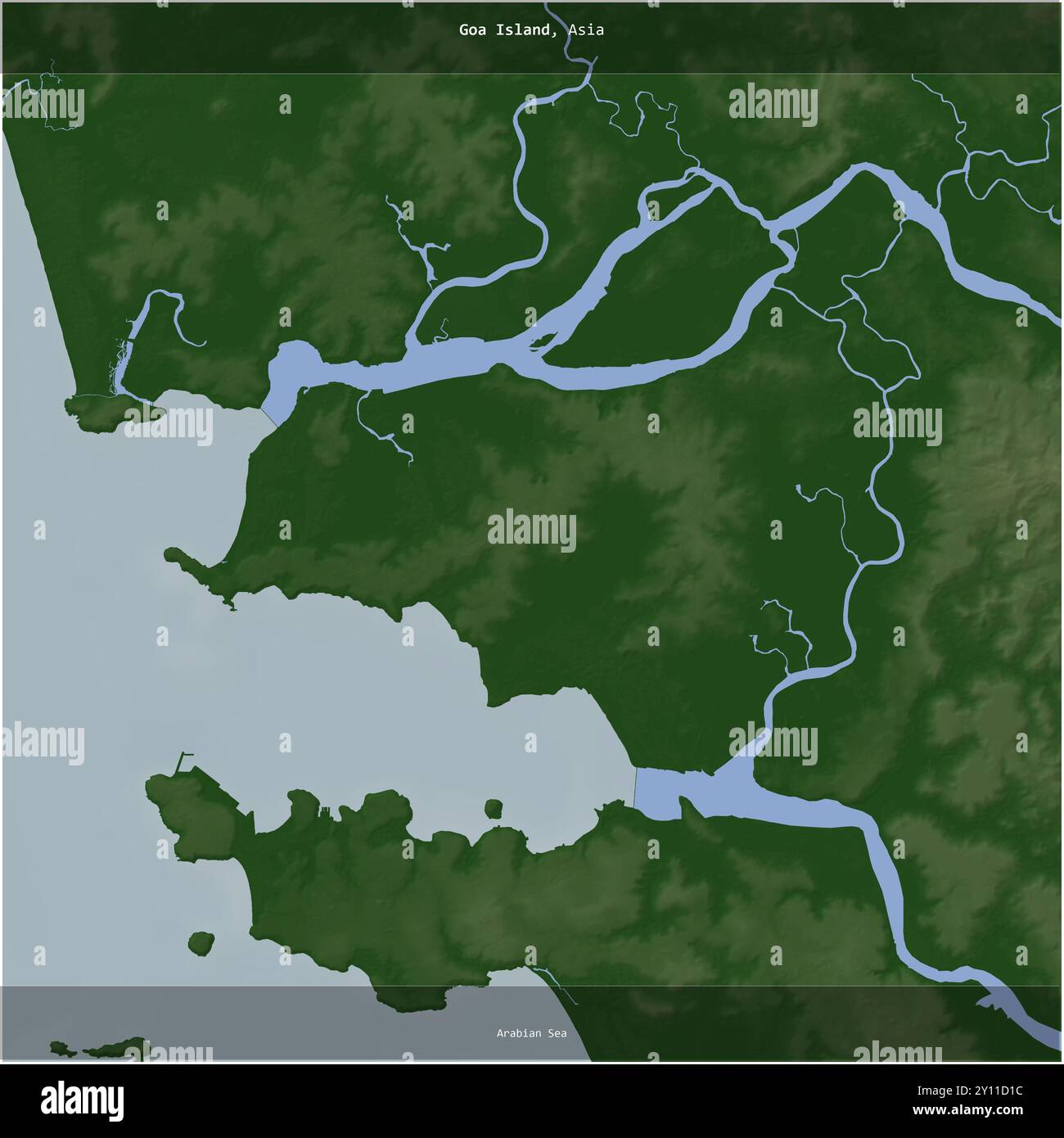 Goa Island in the Arabian Sea, belonging to India, cropped to square on ...