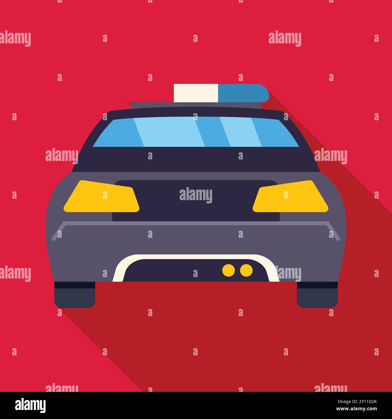 Illustration featuring a police car with its lights flashing, depicted ...