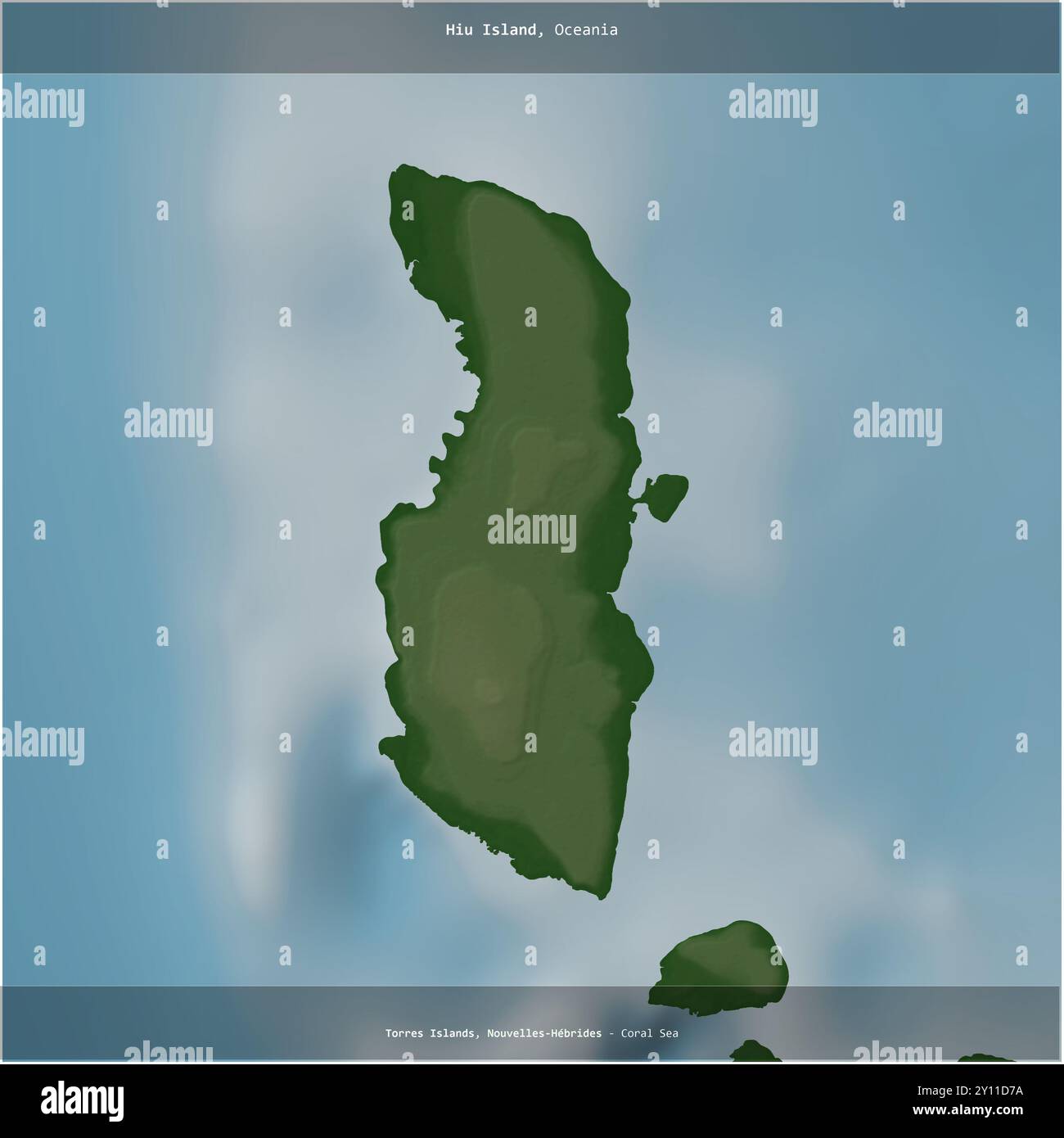 Hiu Island in the Coral Sea, belonging to Vanuatu, cropped to square on ...