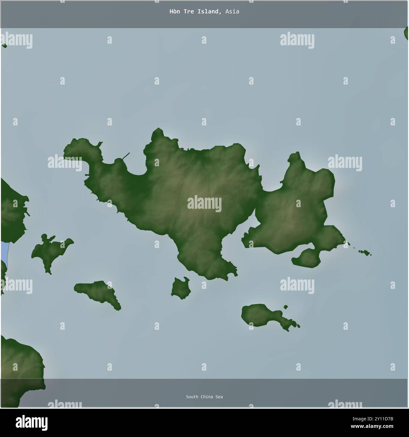 Hon Tre Island in the South China Sea, belonging to Vietnam, cropped to ...