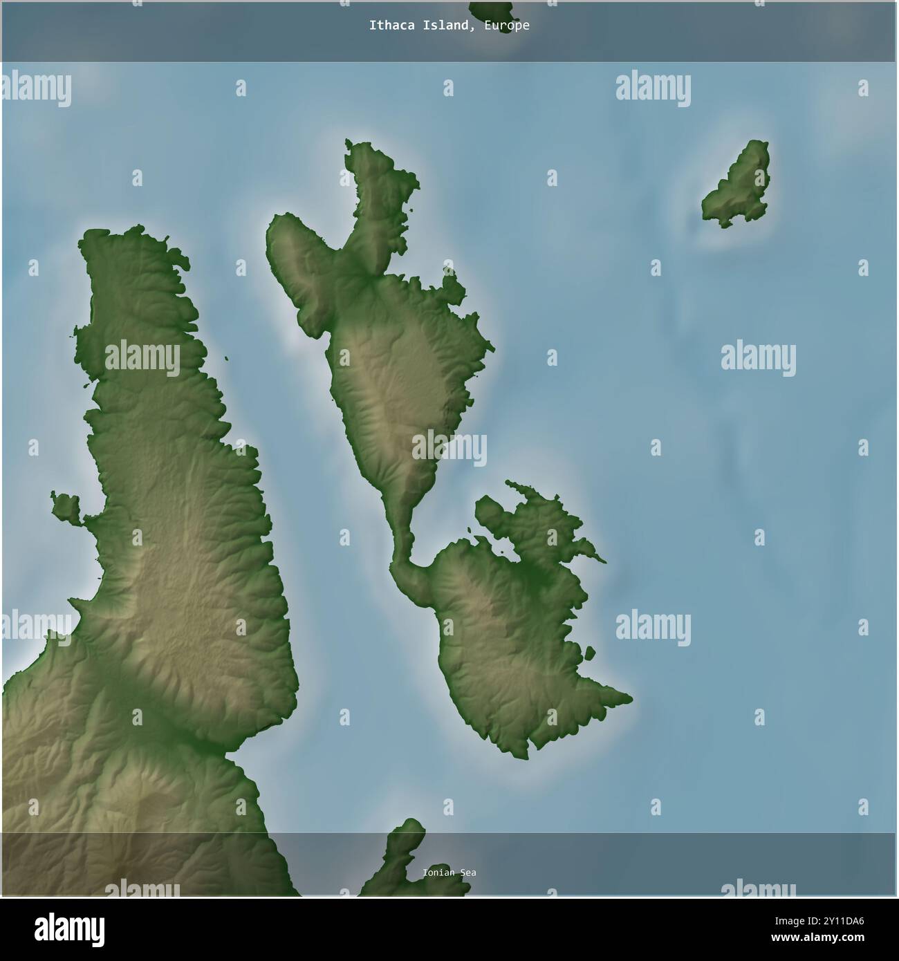 Ithaca Island in the Ionian Sea, belonging to Greece, cropped to square ...