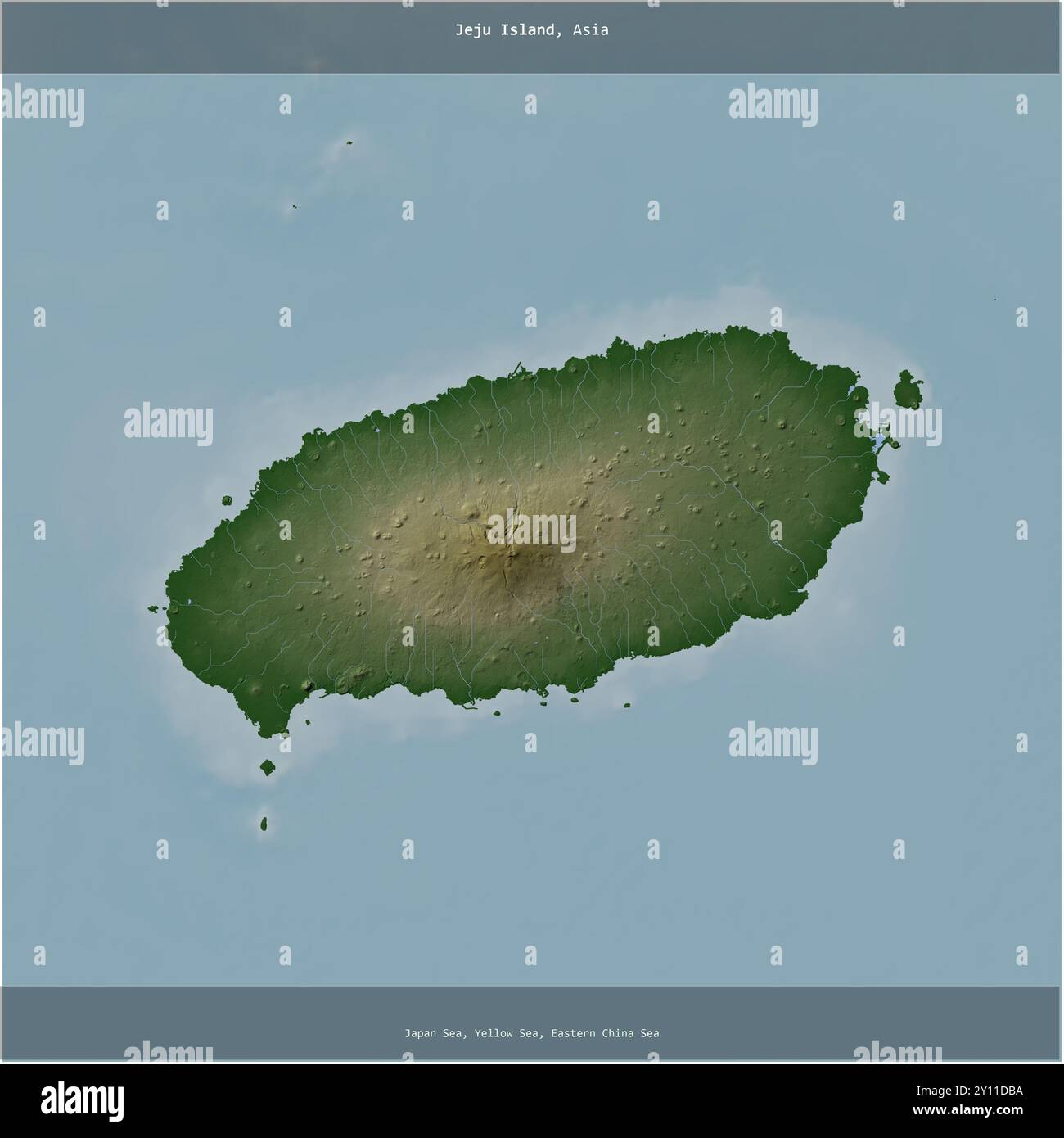 Jeju Island in the Japan Sea, belonging to South Korea, cropped to ...