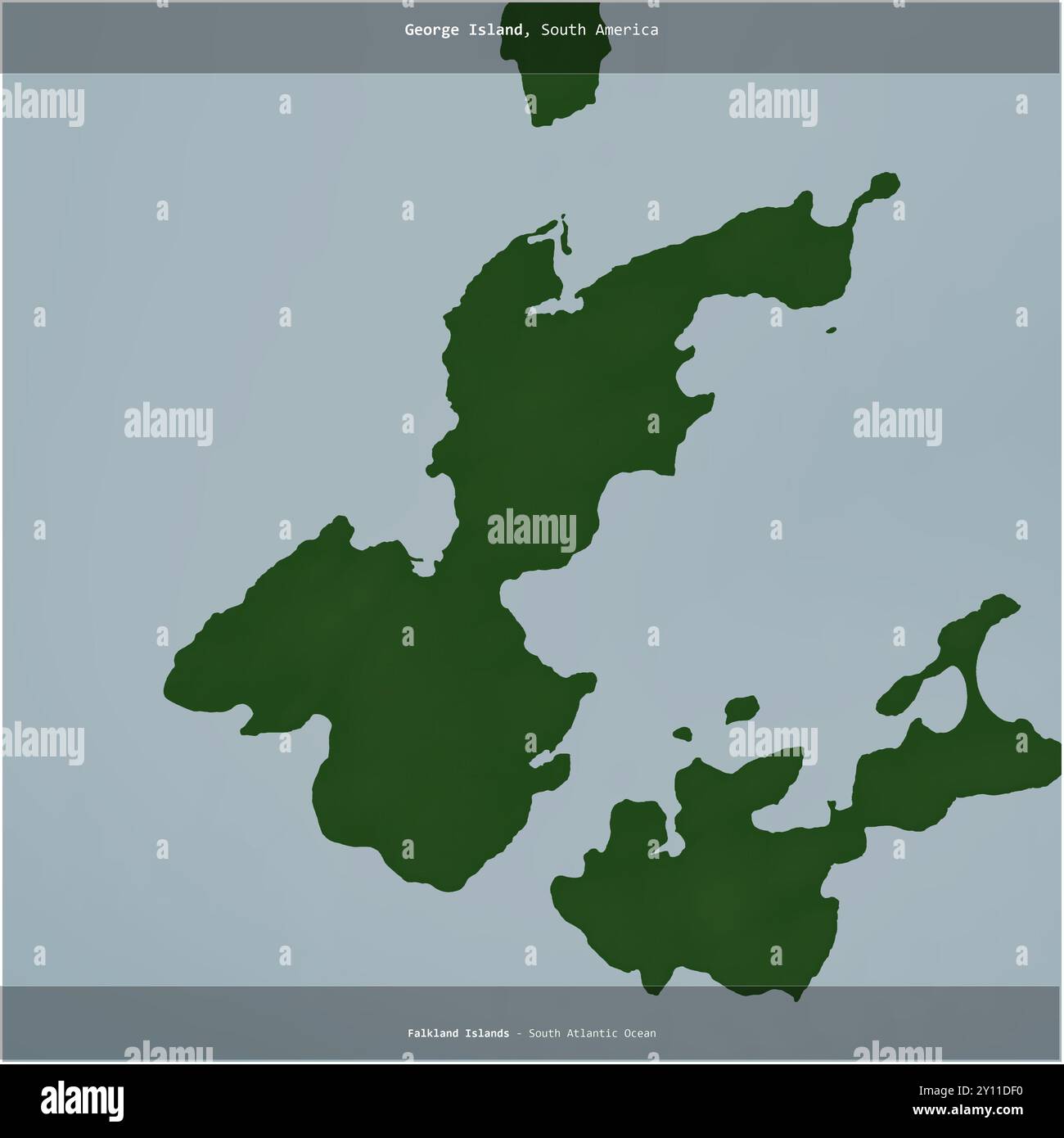 George Island in the South Atlantic Ocean, belonging to Falkland Islands, cropped to square on a ...