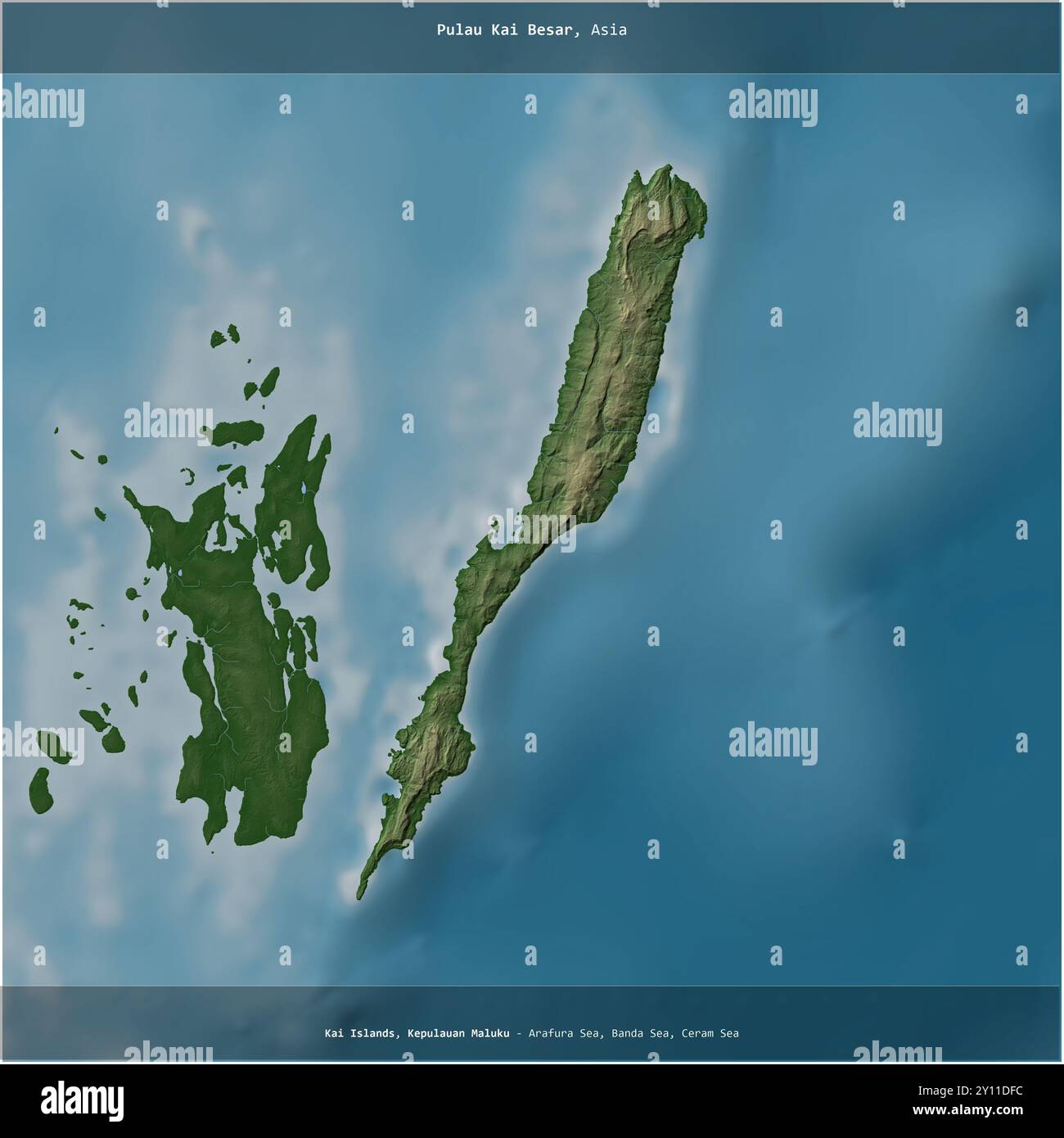 Pulau Kai Besar in the Banda Sea, belonging to Indonesia, cropped to ...