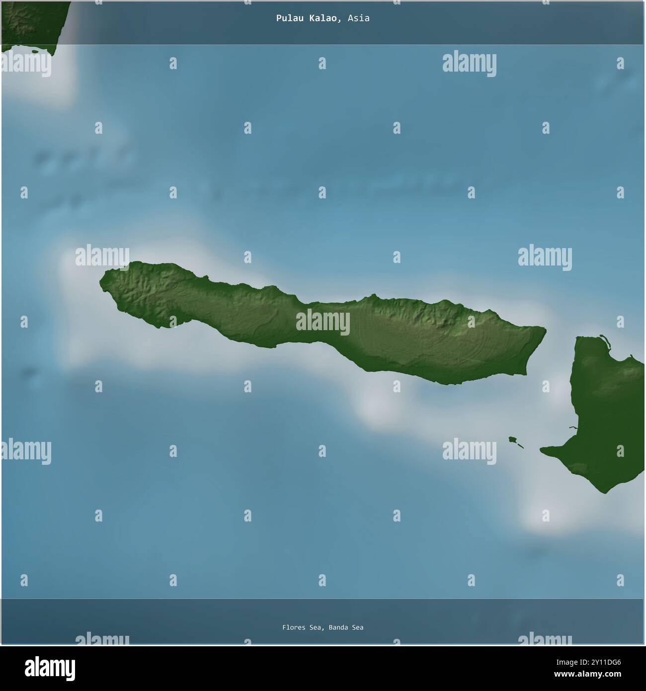 Pulau Kalao in the Banda Sea, belonging to Indonesia, cropped to square ...