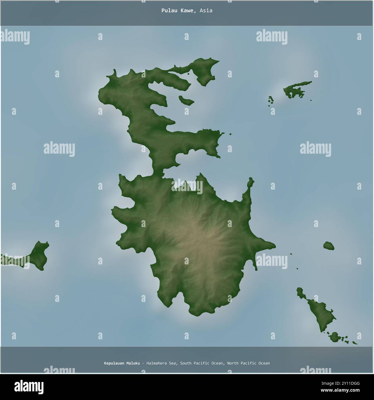 Pulau Kawe in the Halmahera Sea, belonging to Indonesia, cropped to ...