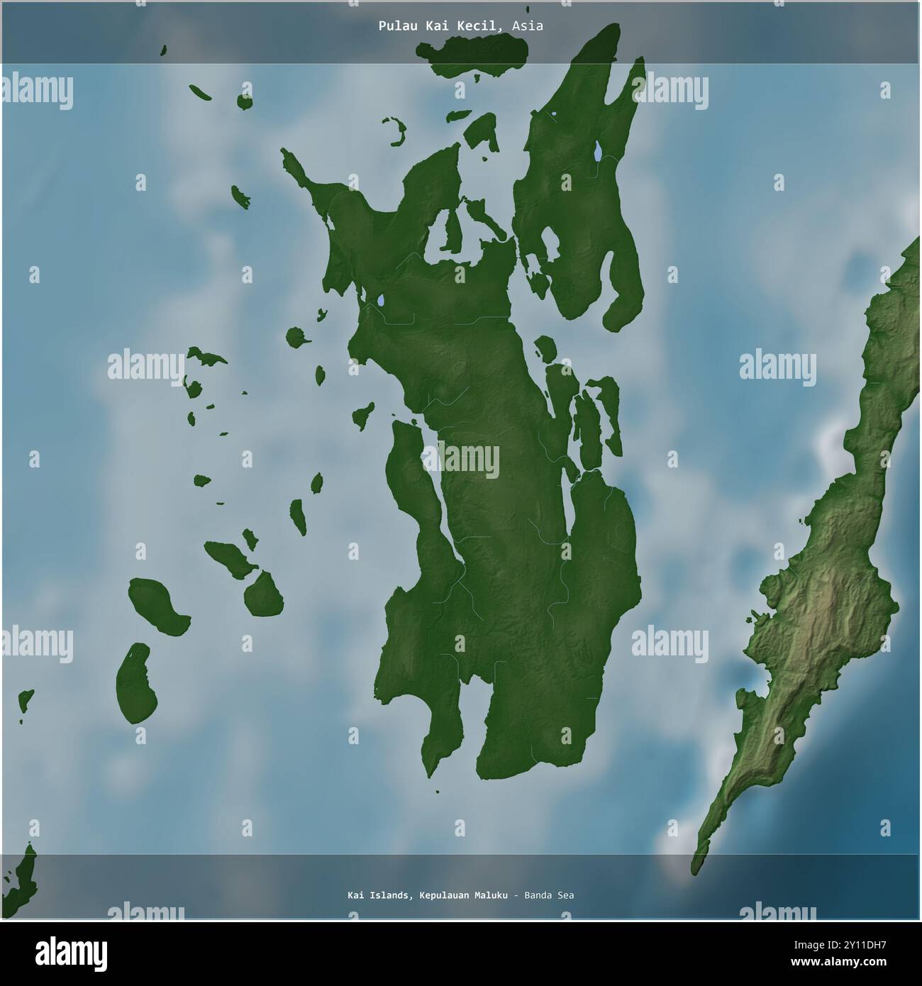 Pulau Kai Kecil in the Banda Sea, belonging to Indonesia, cropped to ...