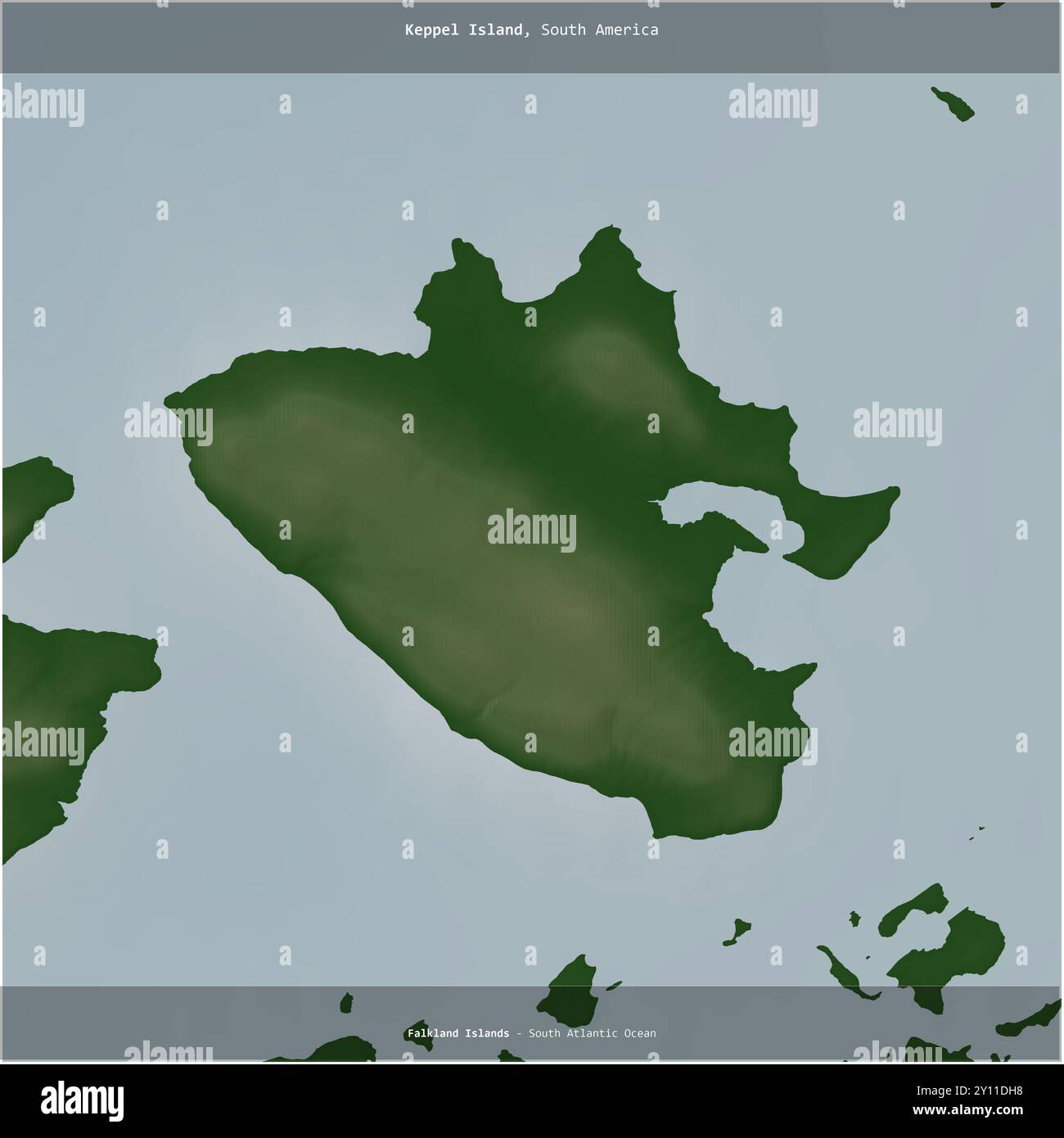 Keppel Island in the South Atlantic Ocean, belonging to Falkland Islands, cropped to square on a ...