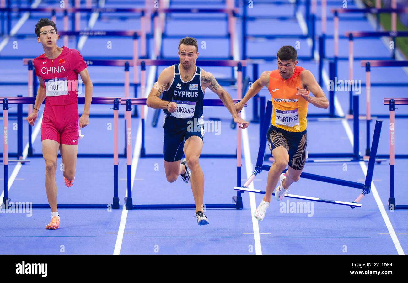 Milan Trajković participating in the 110 meters hurdles at the Paris ...