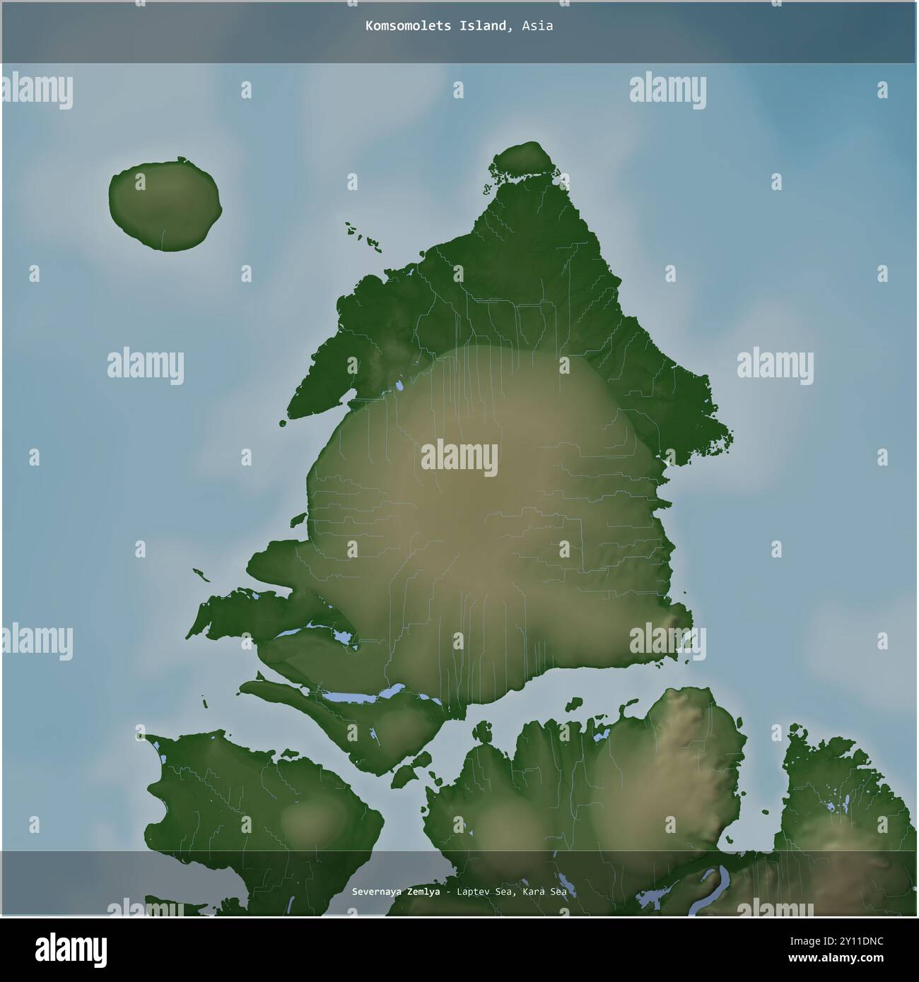 Komsomolets Island in the Kara Sea, belonging to Russia, cropped to ...