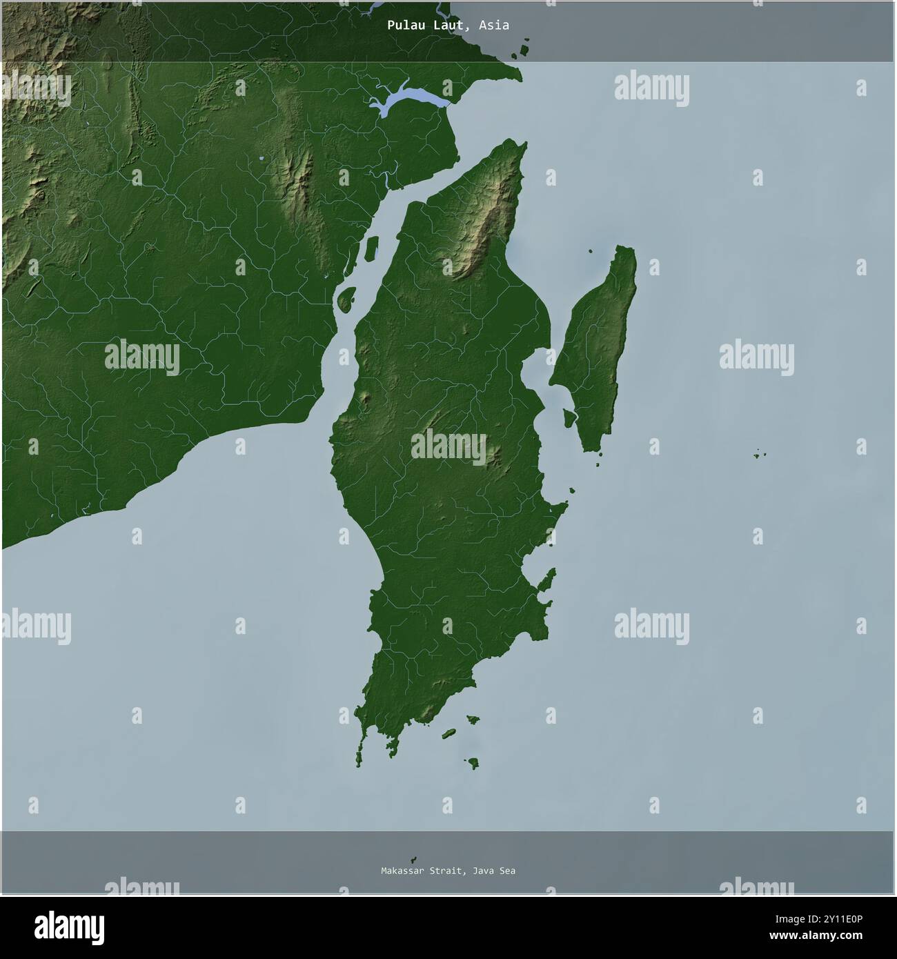 Pulau Laut in the Java Sea, belonging to Indonesia, cropped to square ...