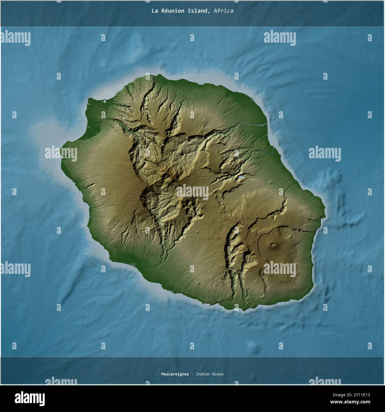 La Reunion Island in the Indian Ocean, belonging to France, cropped to ...