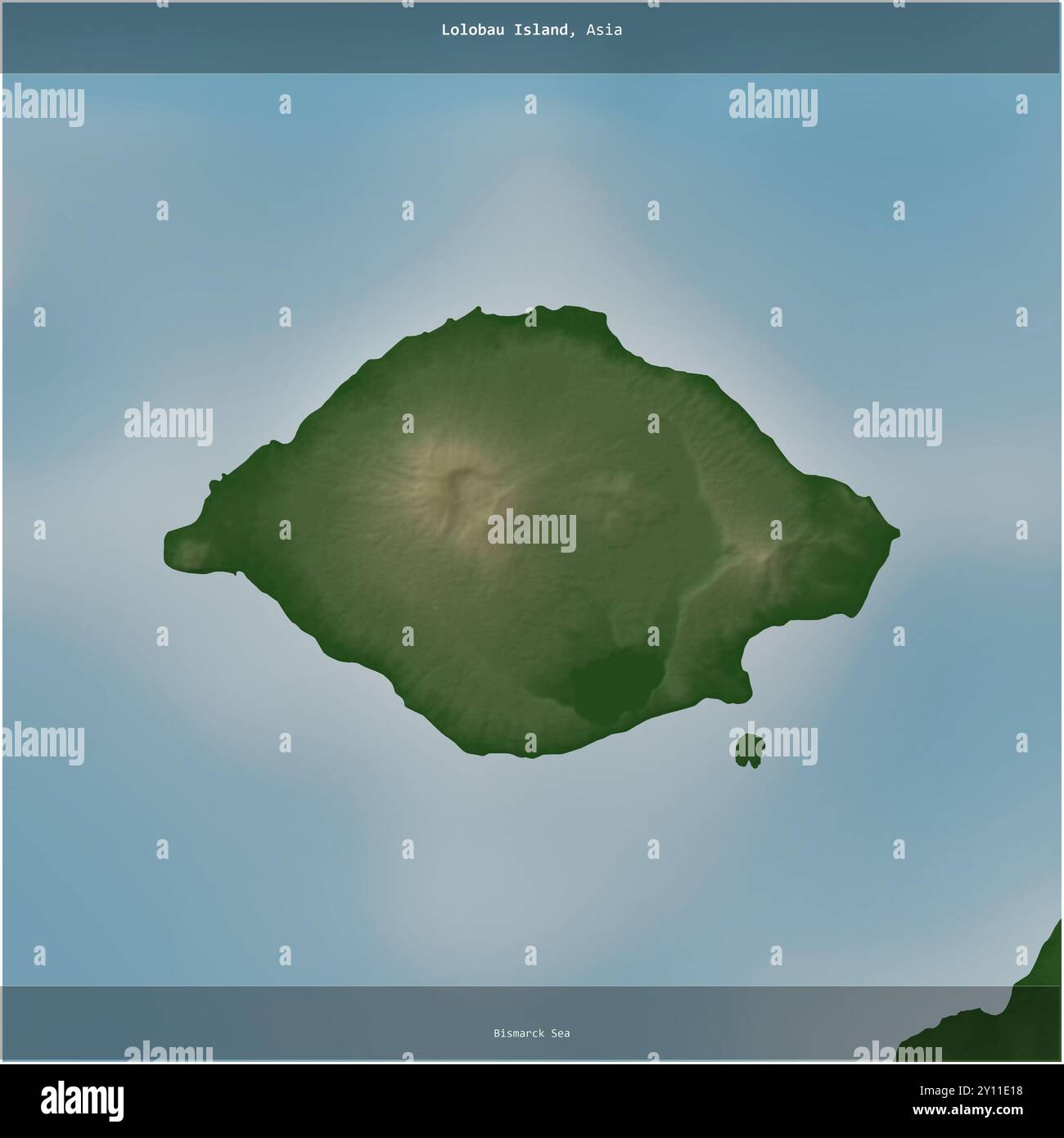 Lolobau Island in the Bismarck Sea, belonging to Papua New Guinea, cropped to square on a ...