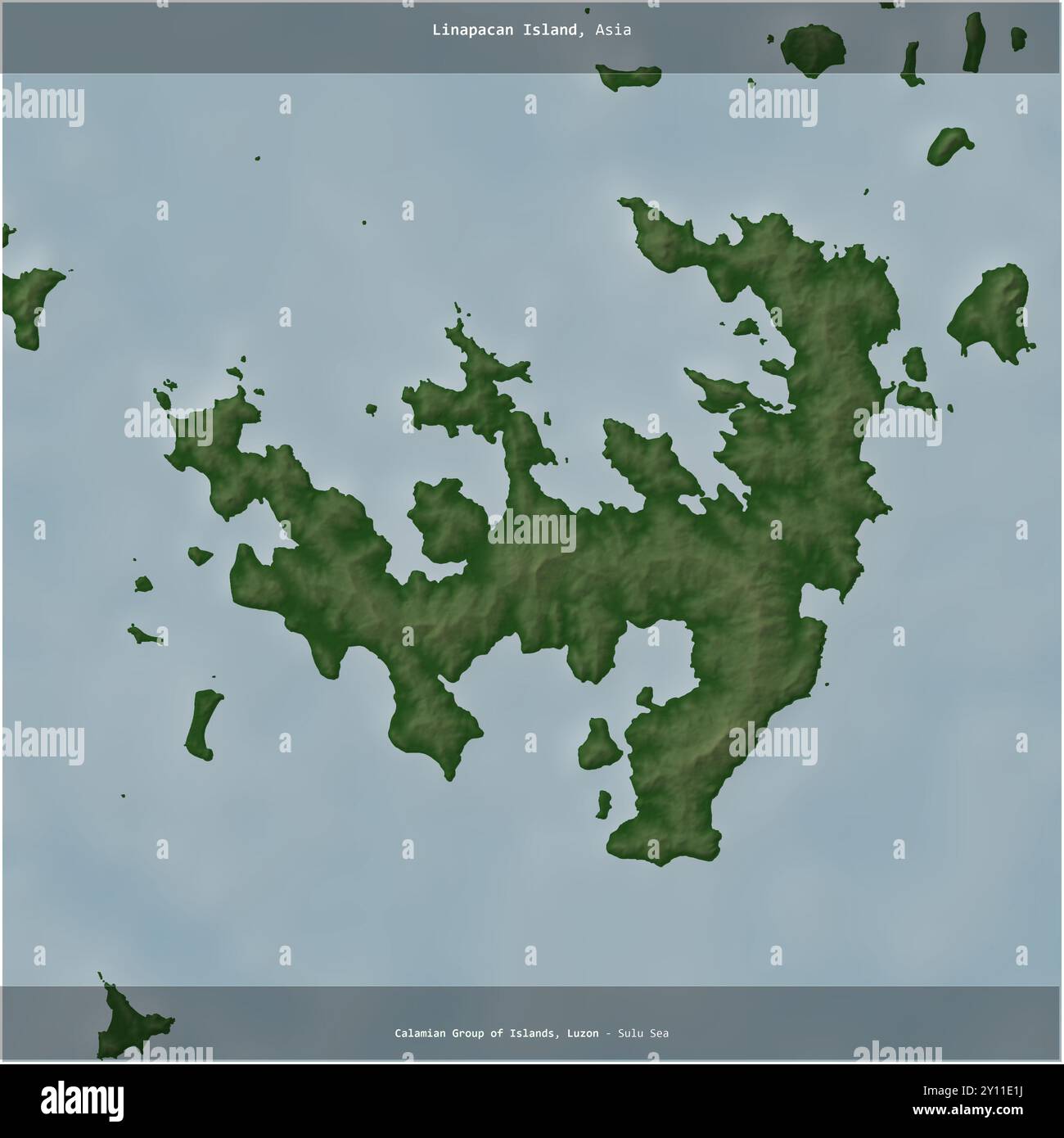 Linapacan Island in the Sulu Sea, belonging to Philippines, cropped to ...