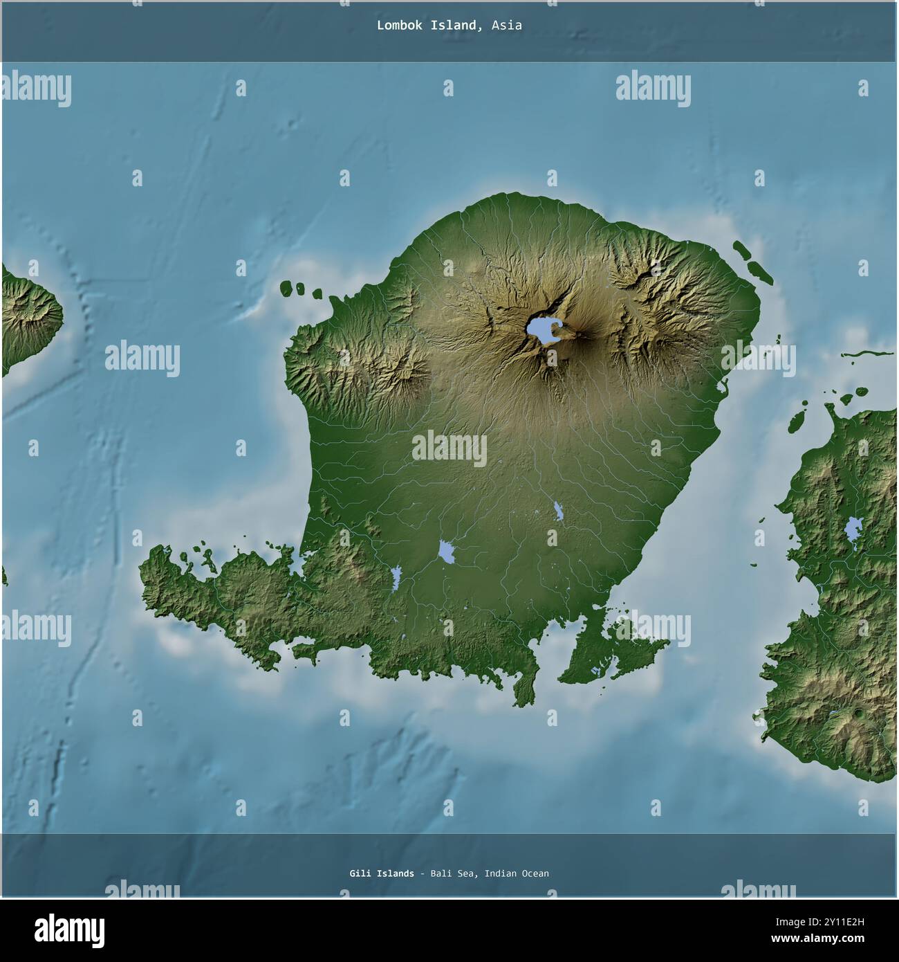 Lombok Island in the Bali Sea, belonging to Indonesia, cropped to ...