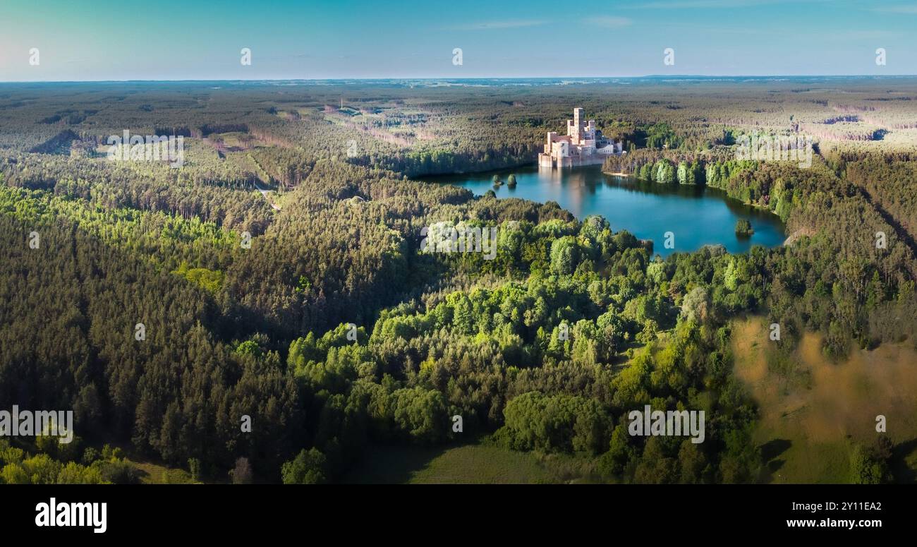 lake Stobnica Castle aerial natural landscape Stock Photo - Alamy