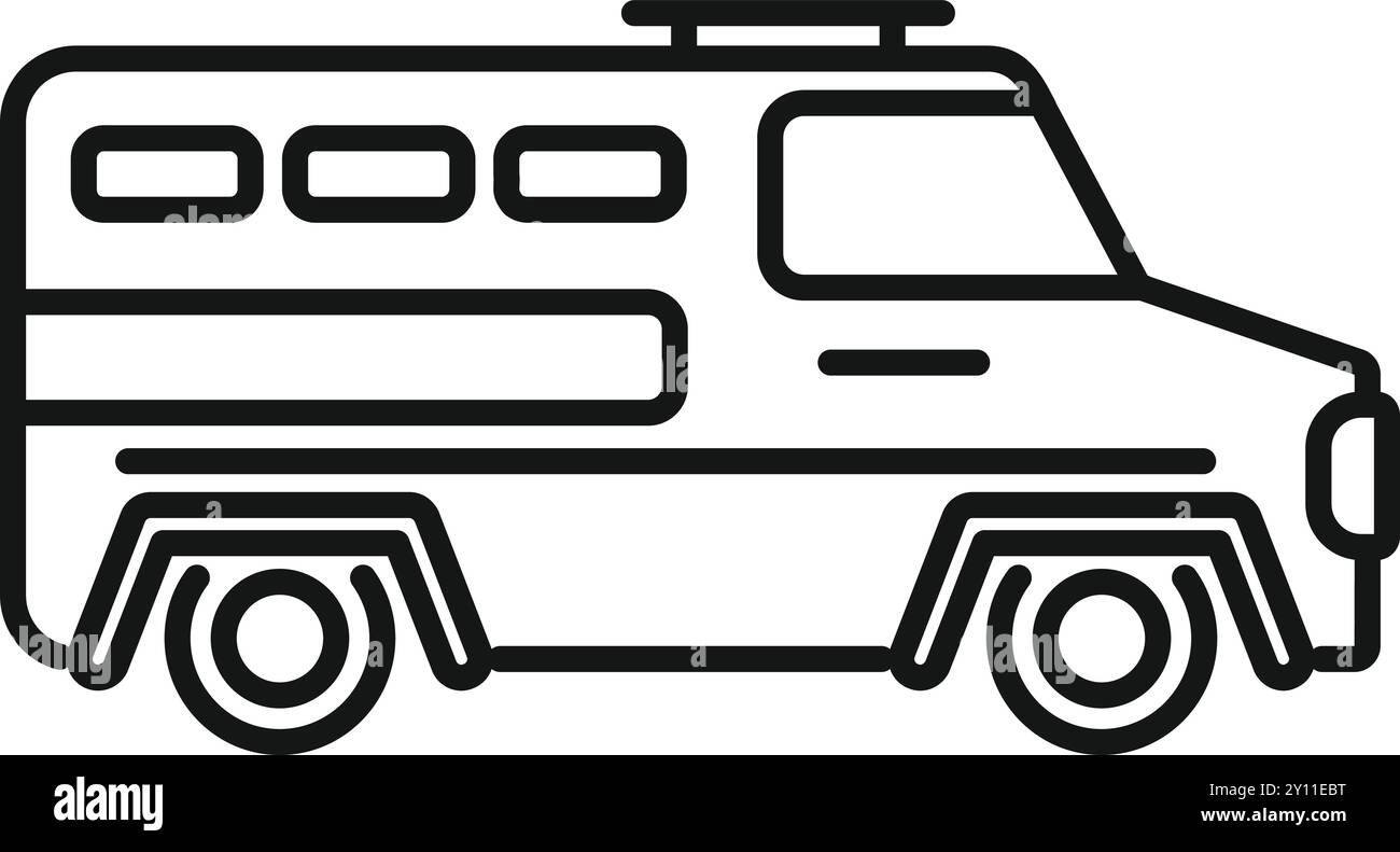 Armored police van side view line icon illustration Stock Vector Image ...