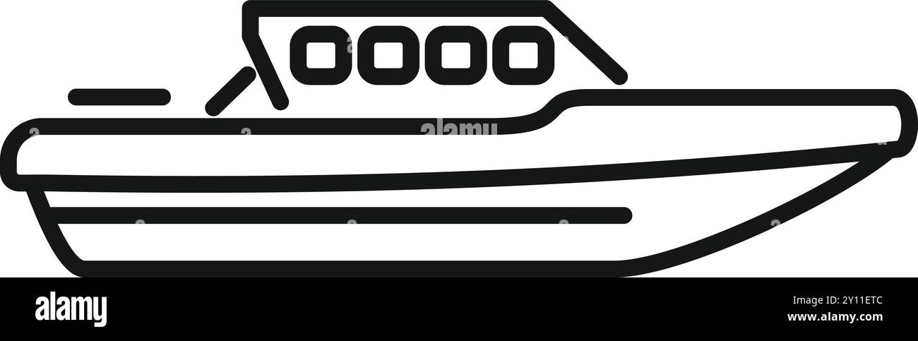 Patrol boat icon, outline style, coast guard boat sailing to rescue ...