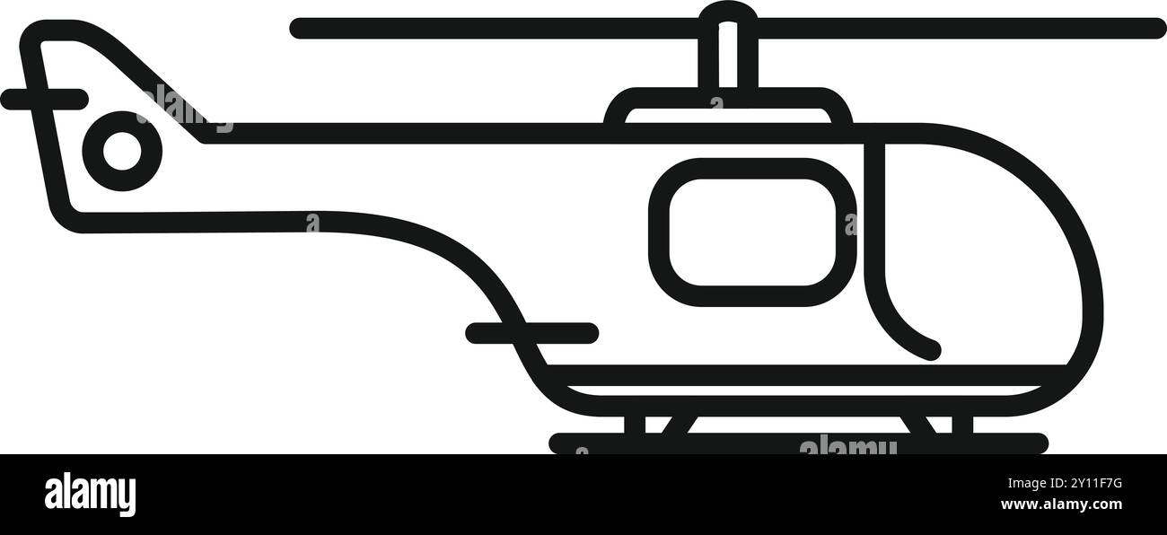 Simple line art vector illustration of a helicopter flying through the ...