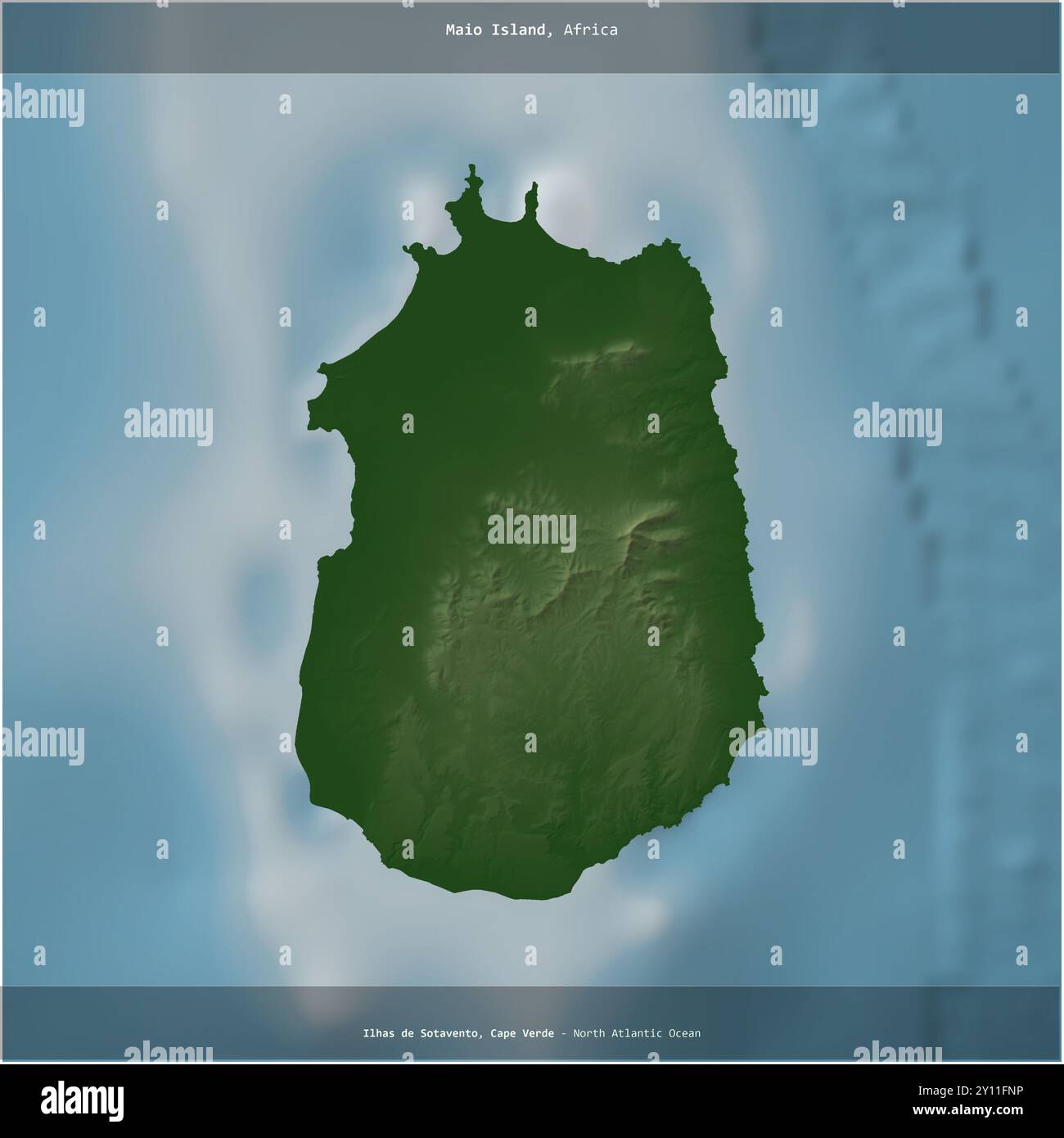 Maio Island in the North Atlantic Ocean, belonging to Cape Verde, cropped to square on a colored ...