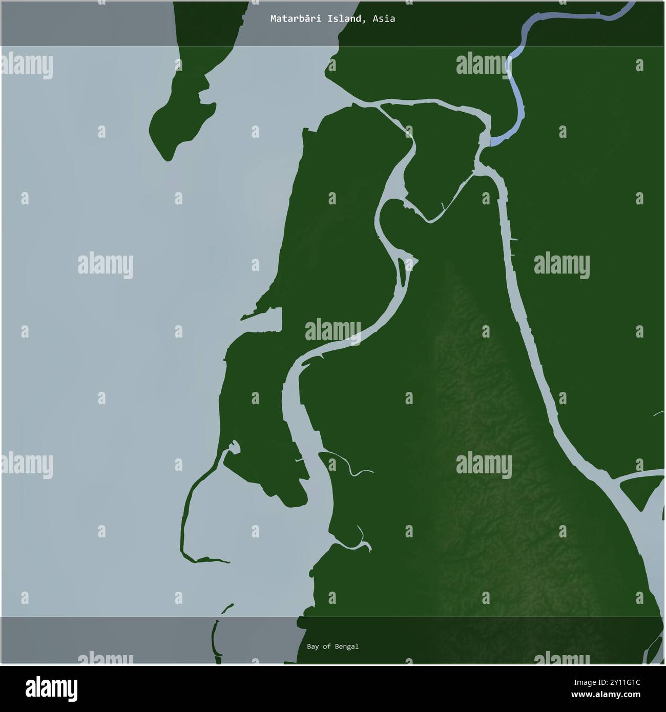 Matarbari Island in the Bay of Bengal, belonging to Bangladesh, cropped ...