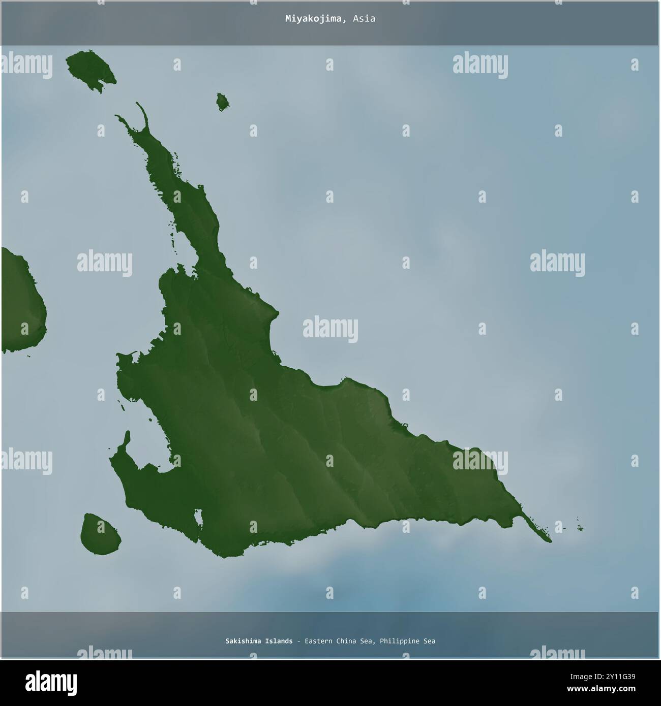 Miyakojima in the Philippine Sea, belonging to Japan, cropped to square ...