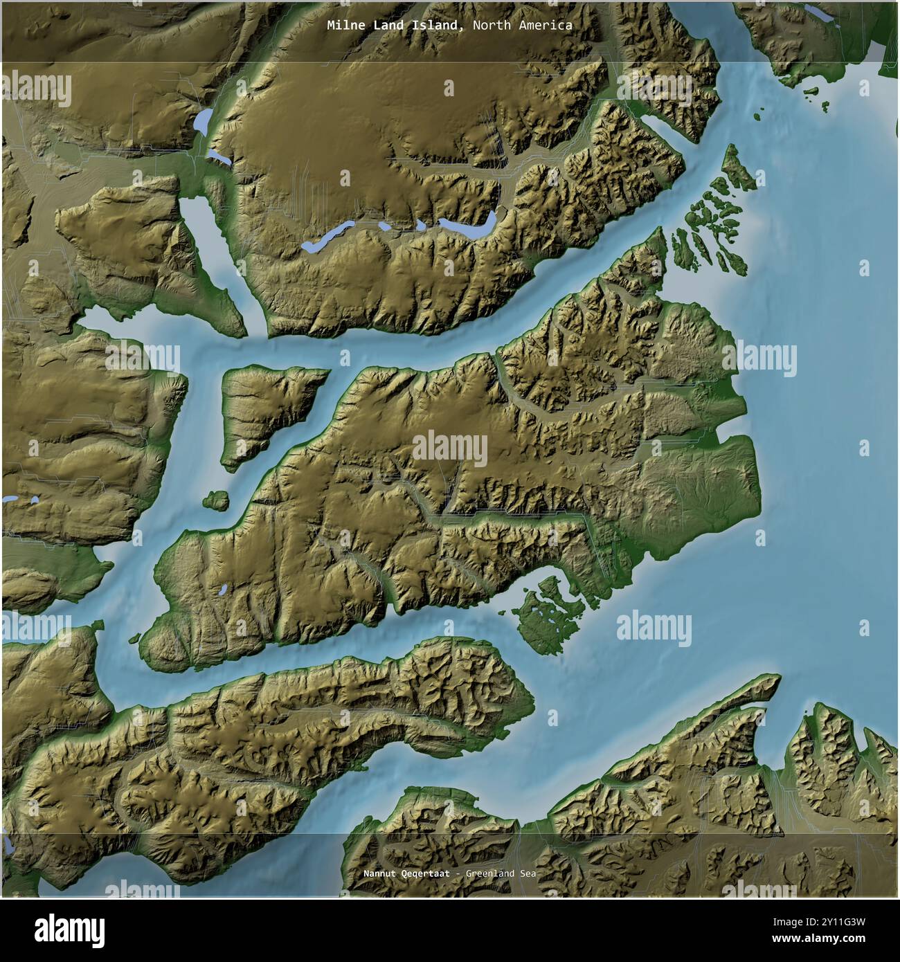 Milne Land Island in the Greenland Sea, belonging to Greenland, cropped ...