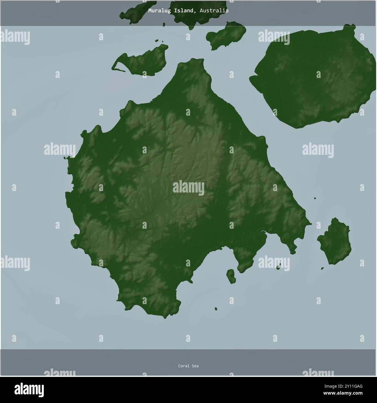 Muralug Island in the Coral Sea, belonging to Australia, cropped to ...