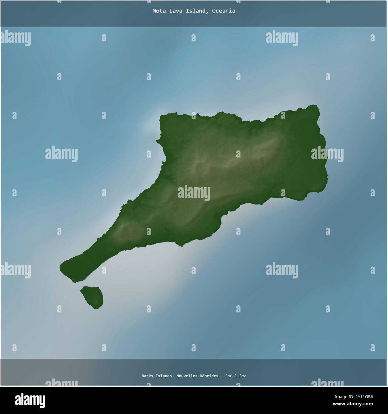 Mota Lava Island in the Coral Sea, belonging to Vanuatu, cropped to ...