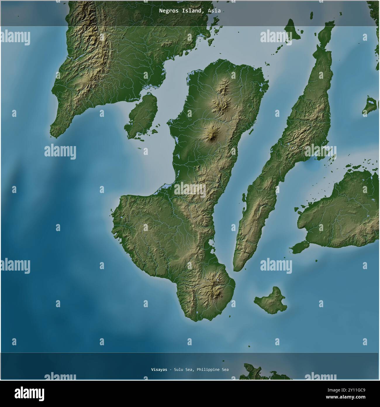 Negros Island in the Sulu Sea, belonging to Philippines, cropped to ...
