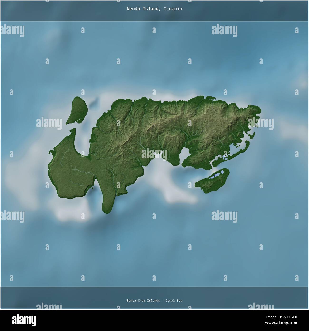 Nendo Island in the Coral Sea, belonging to Solomon Islands, cropped to ...