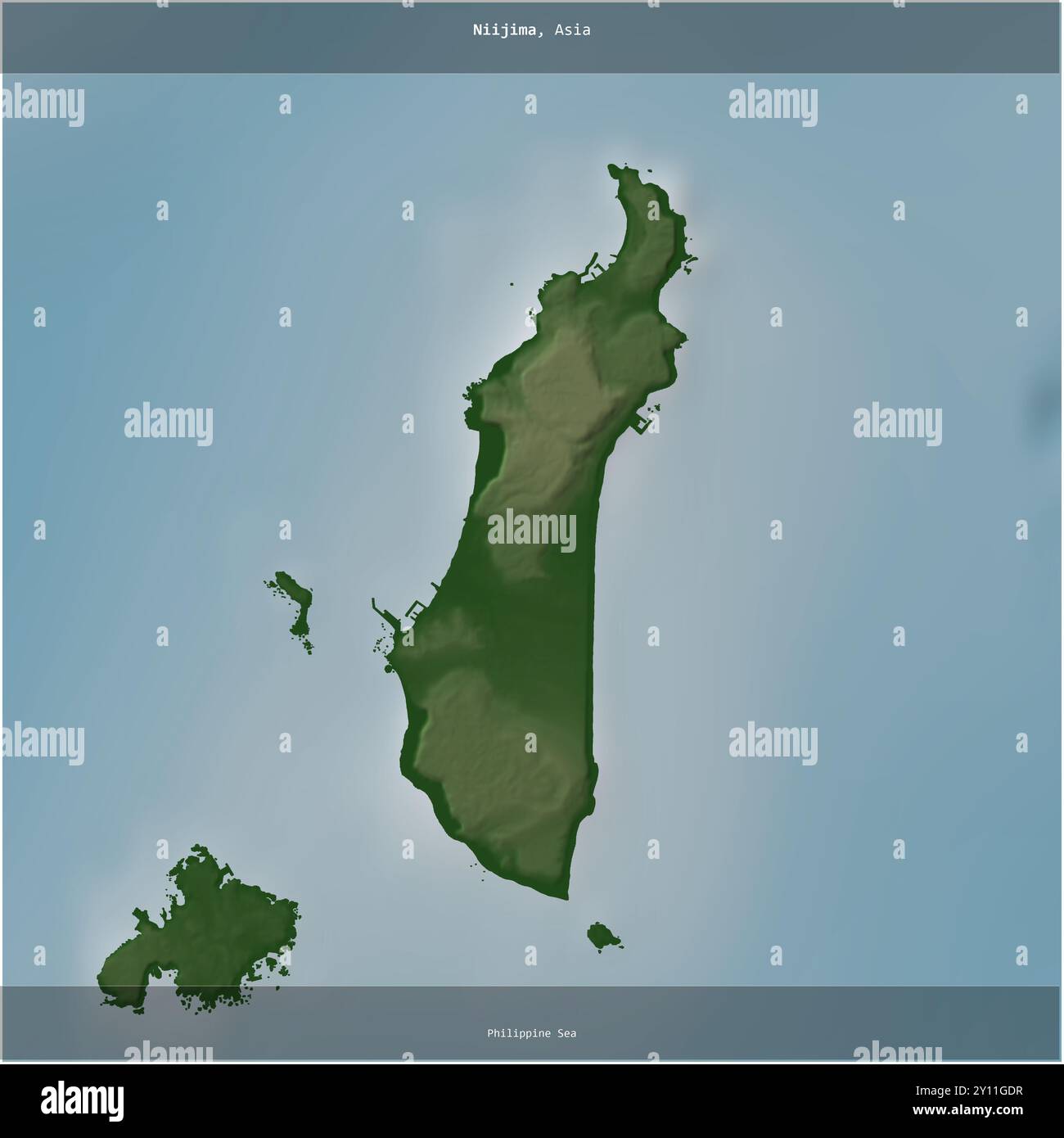Niijima in the Philippine Sea, belonging to Japan, cropped to square on ...