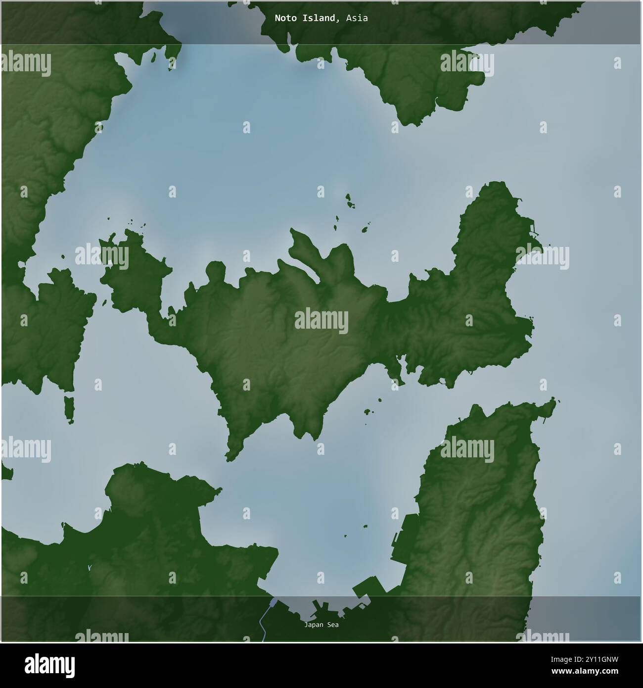 Noto Island in the Japan Sea, belonging to Japan, cropped to square on ...