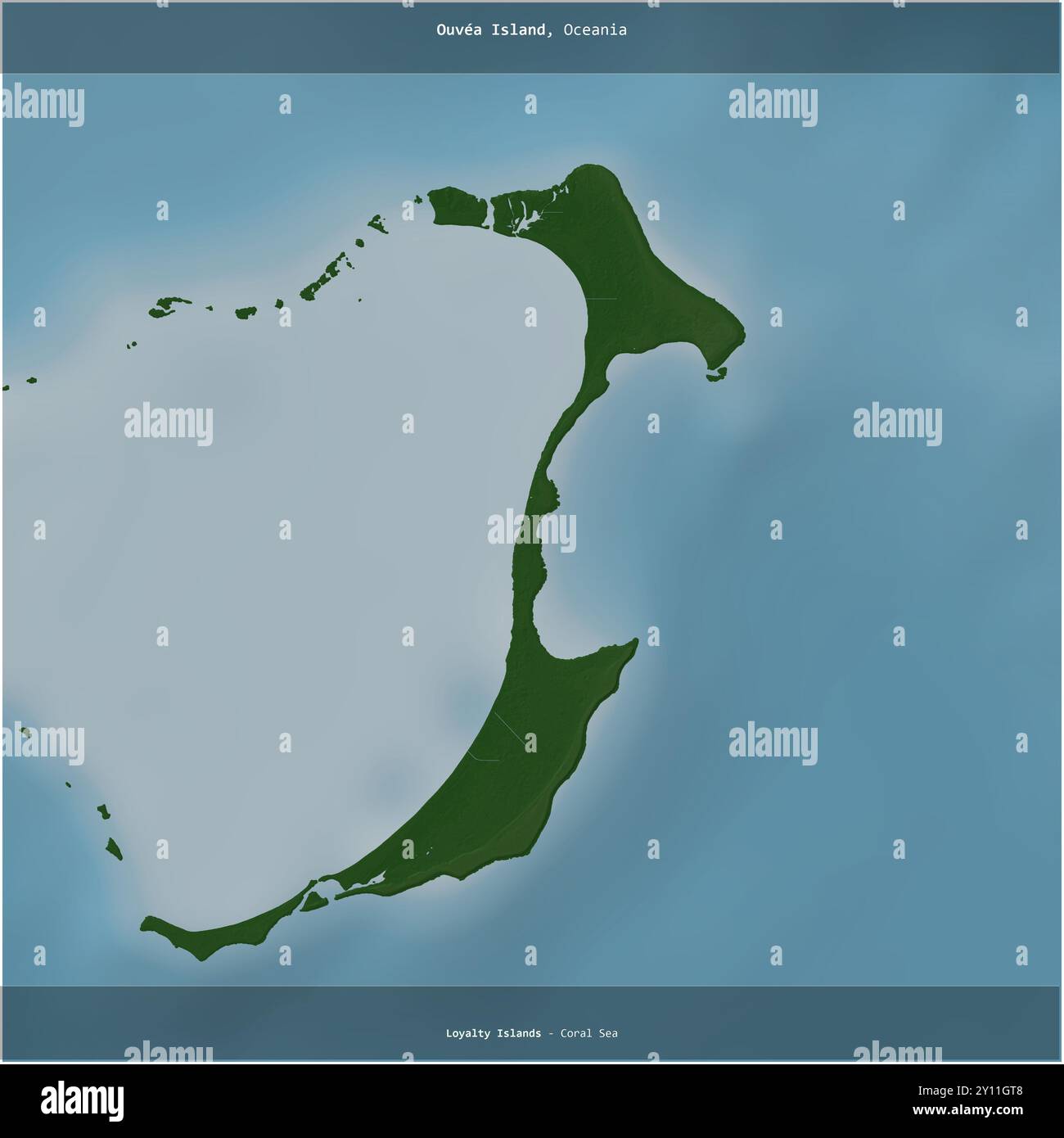 Ouvea Island in the Coral Sea, belonging to France, cropped to square ...