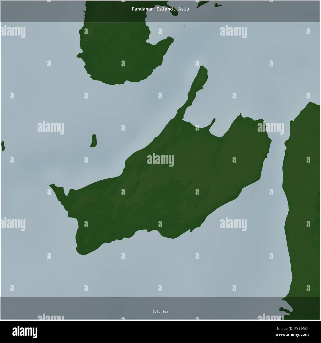 Pandanan Island in the Sulu Sea, belonging to Philippines, cropped to ...