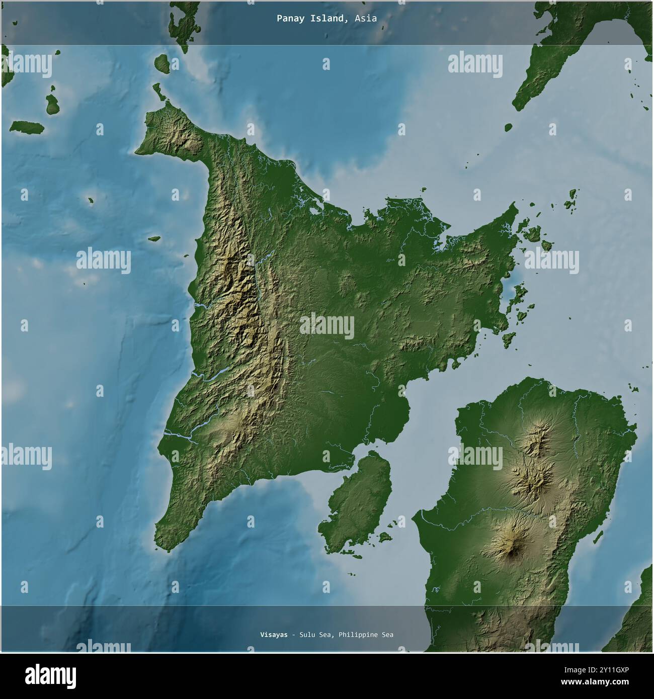 Panay Island in the Sulu Sea, belonging to Philippines, cropped to ...