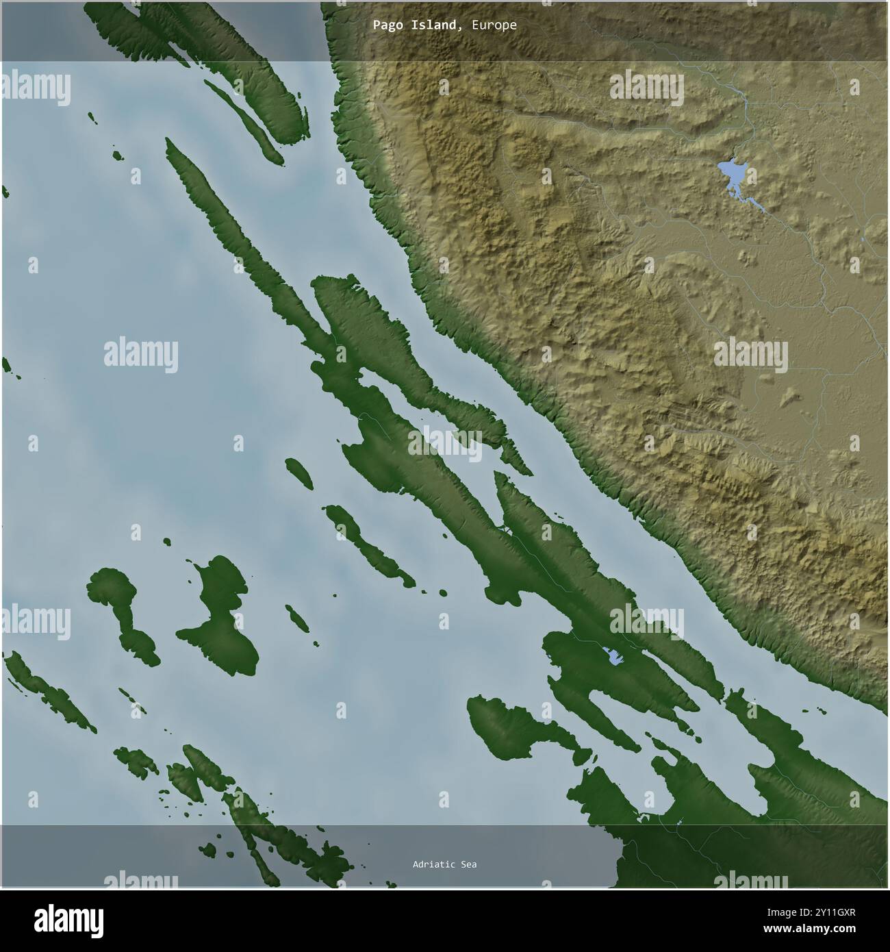 Pago Island in the Adriatic Sea, belonging to Croatia, cropped to ...