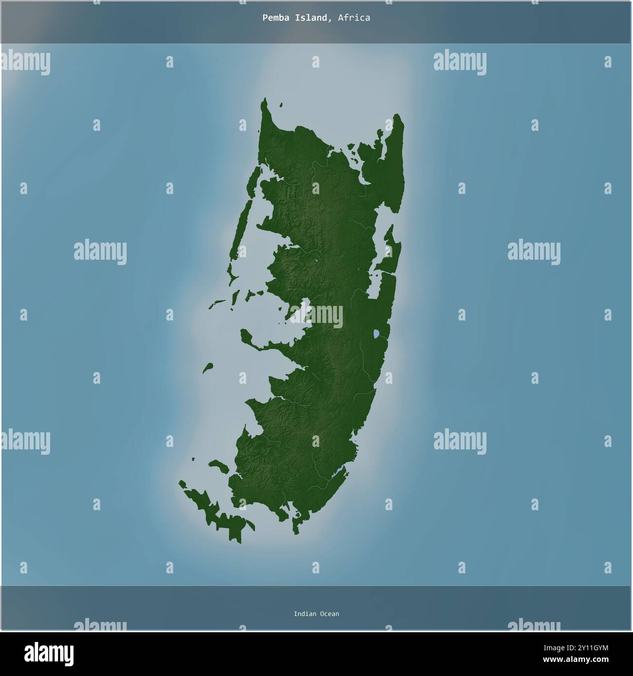 Pemba Island in the Indian Ocean, belonging to Tanzania, cropped to ...