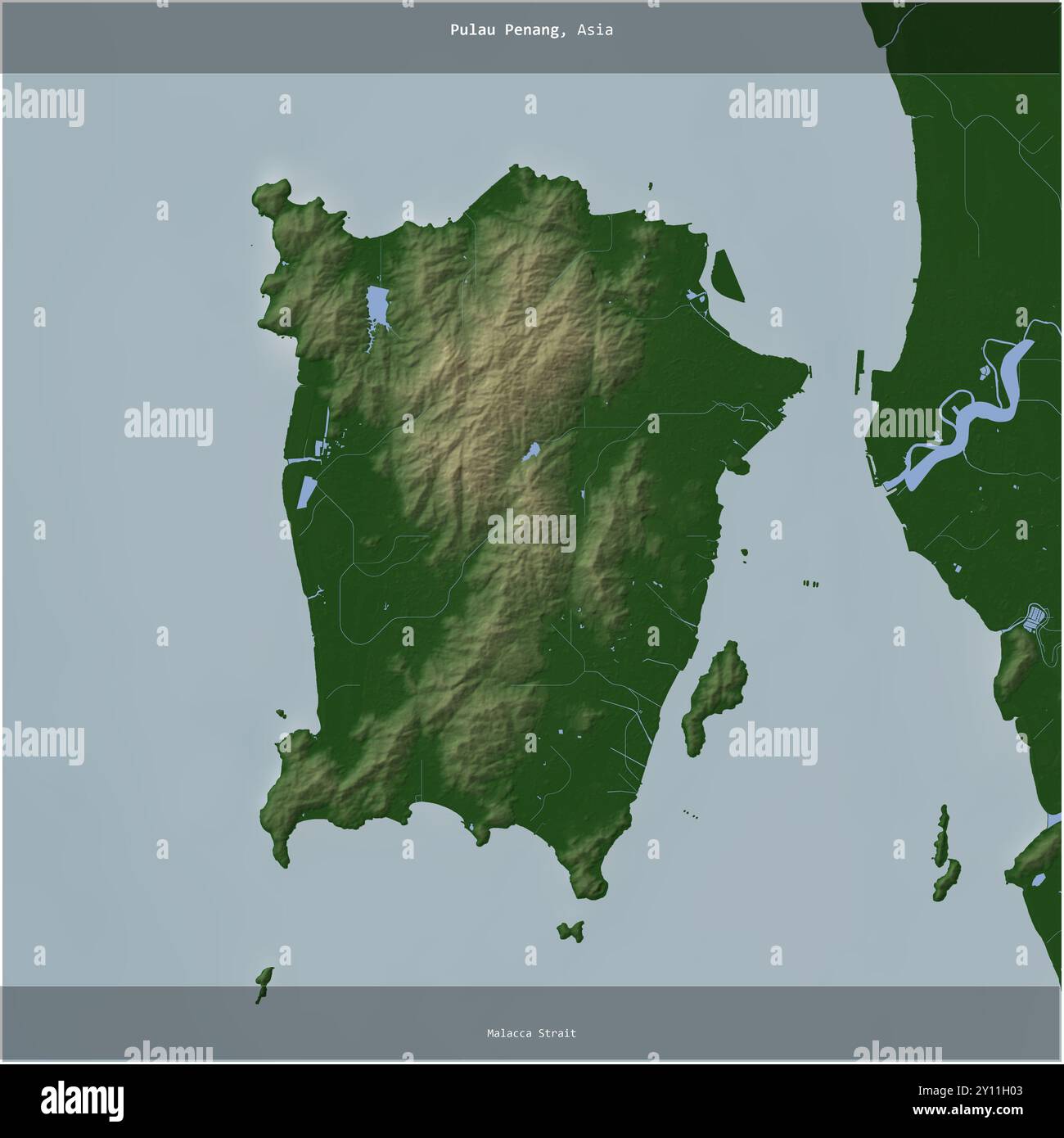 Pulau Penang in the Malacca Strait, belonging to Malaysia, cropped to ...