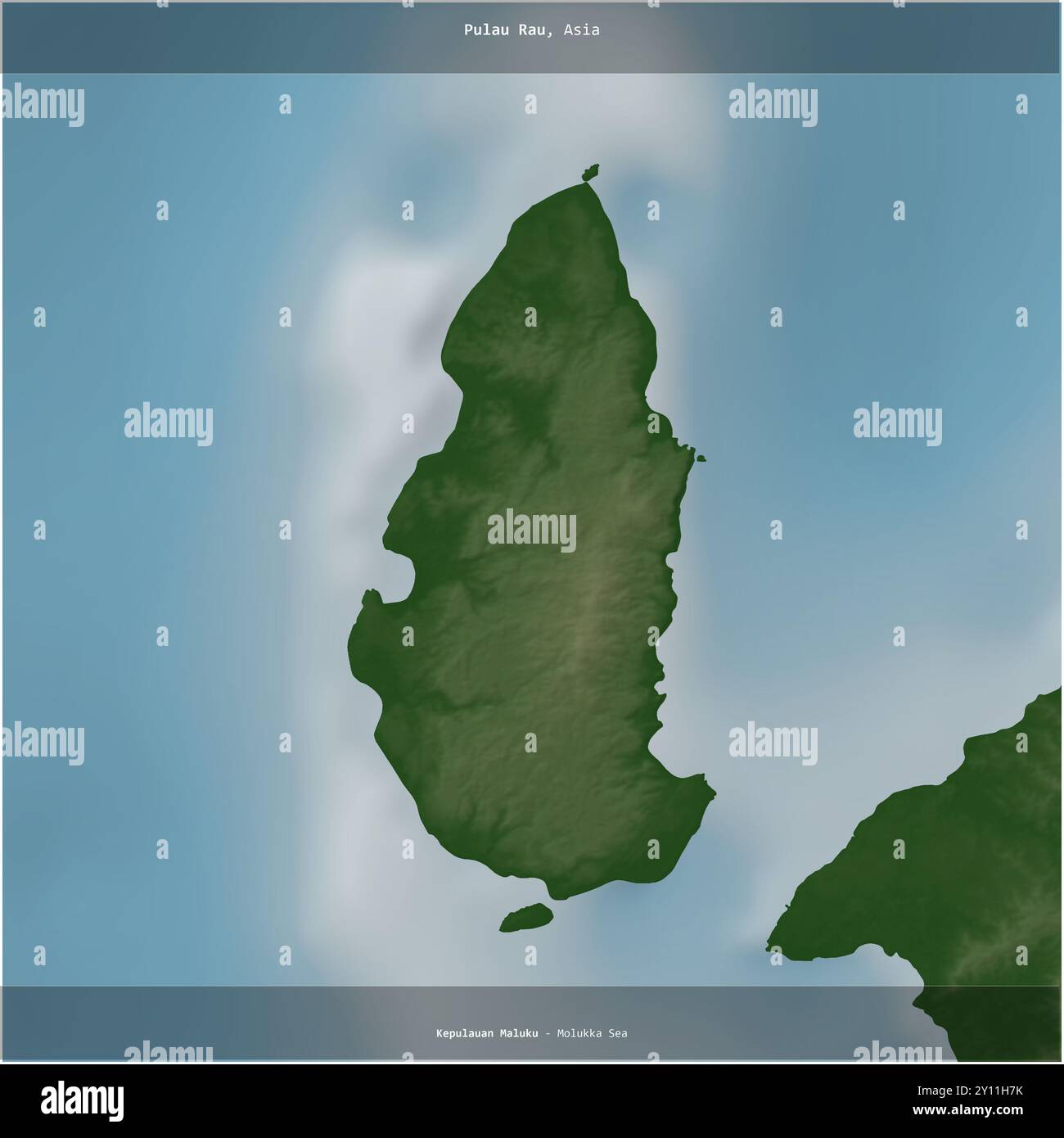Pulau Rau in the Molukka Sea, belonging to Indonesia, cropped to square ...