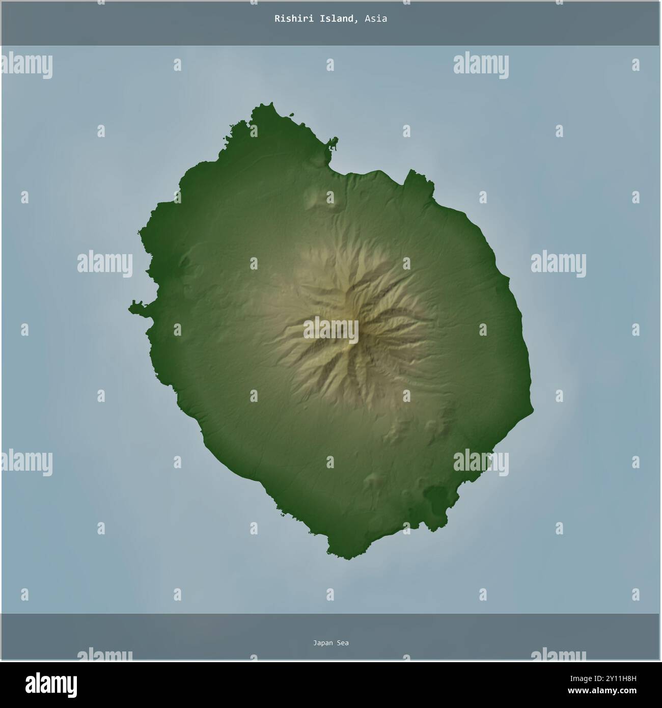 Rishiri Island in the Japan Sea, belonging to Japan, cropped to square ...